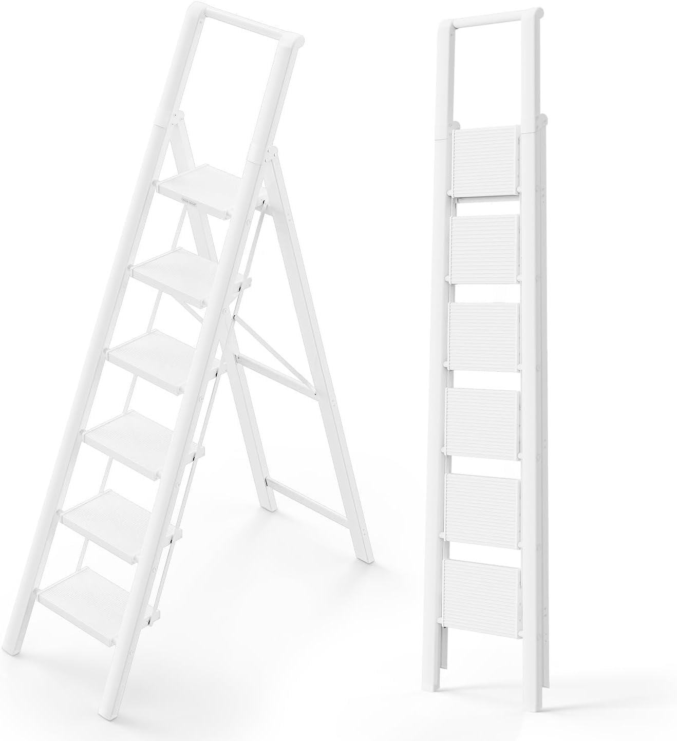 6 Step Ladder, Lightweight Folding ladders with Wide Pedals, Slim ...
