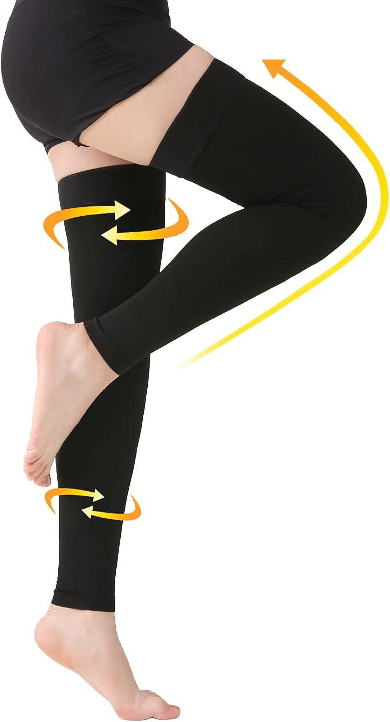 WOAAETY 20-30 mmHg Compression Stockings,Thigh-High,Dot Silicone Band ...