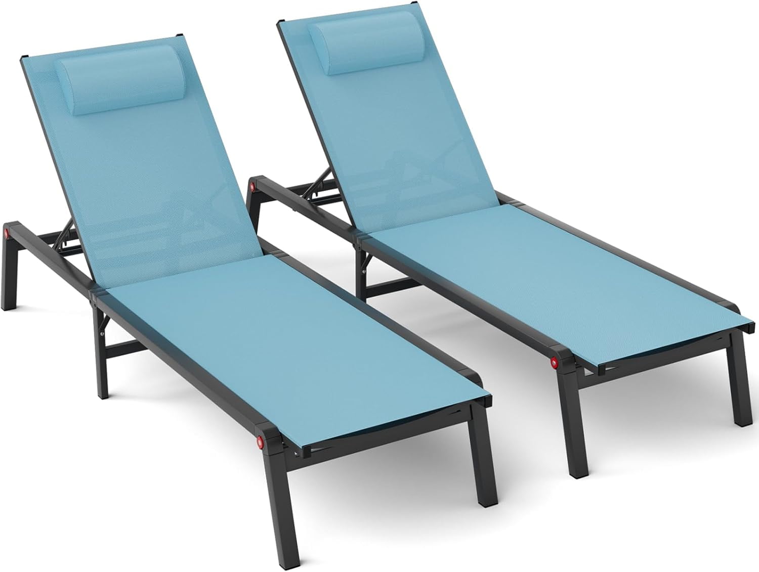 WOAJN Aluminum Patio Chaise Lounge Chair Set of 2, 5-Position ...