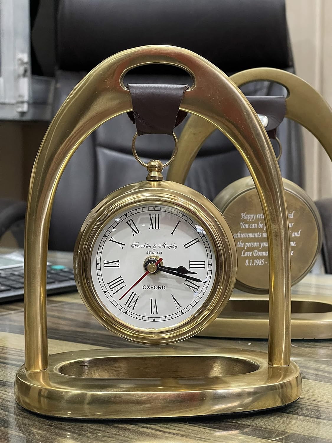 WOANIN Personalized Clock - Engraved Antique Desk Clock - Desktop Clock ...