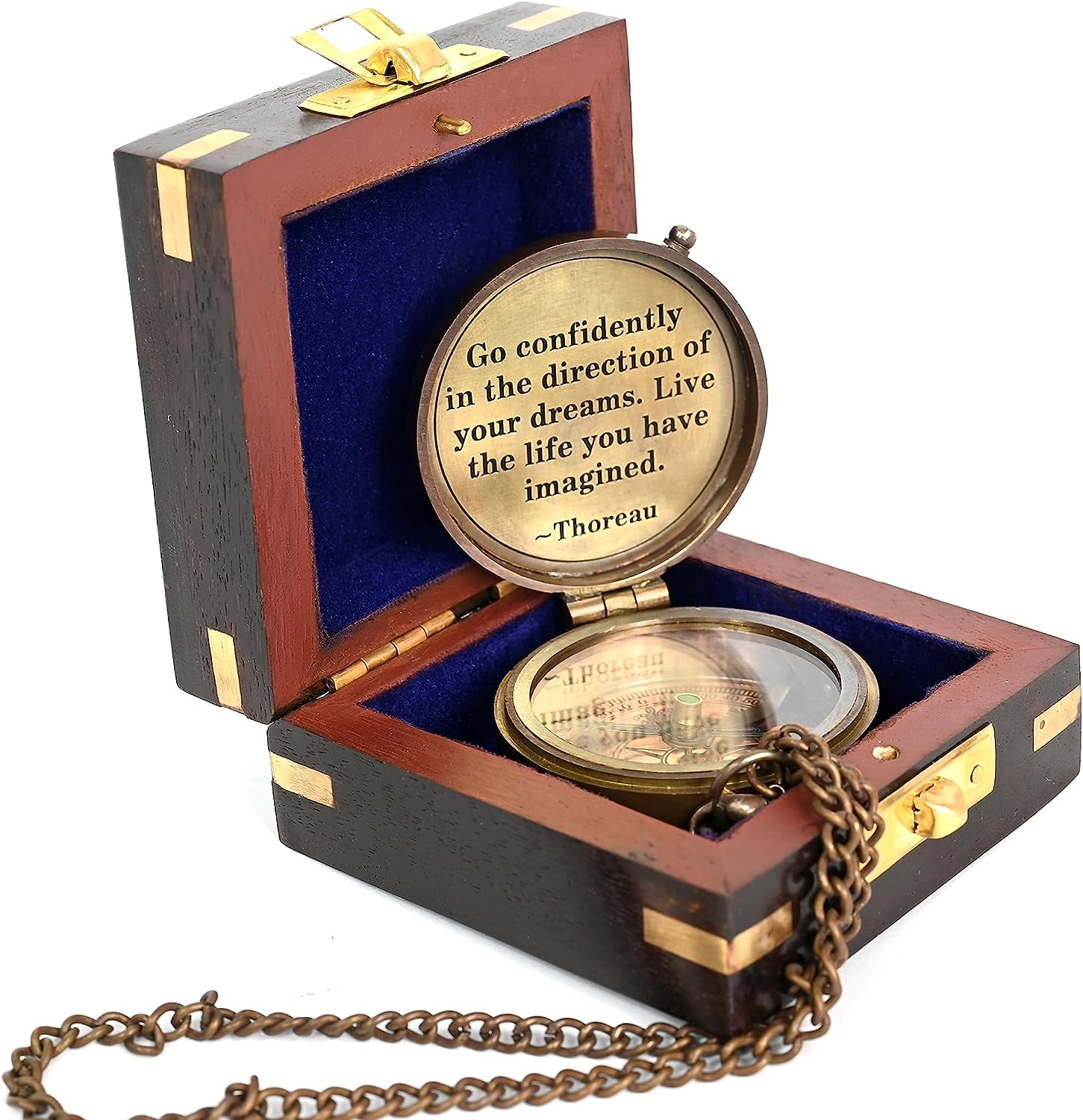 WOANIN - Thoreau's Go Confidently Brass Compass, Gift for Graduation ...