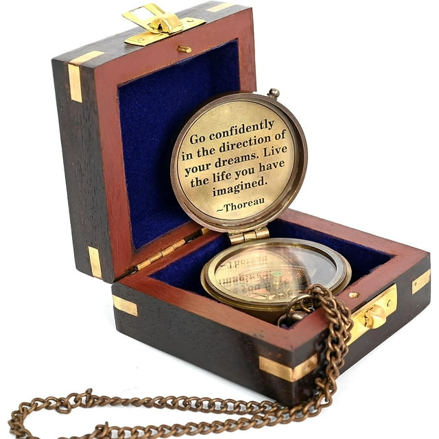 WOANIN - Thoreau's Go Confidently Brass Compass, Gift for Graduation ...