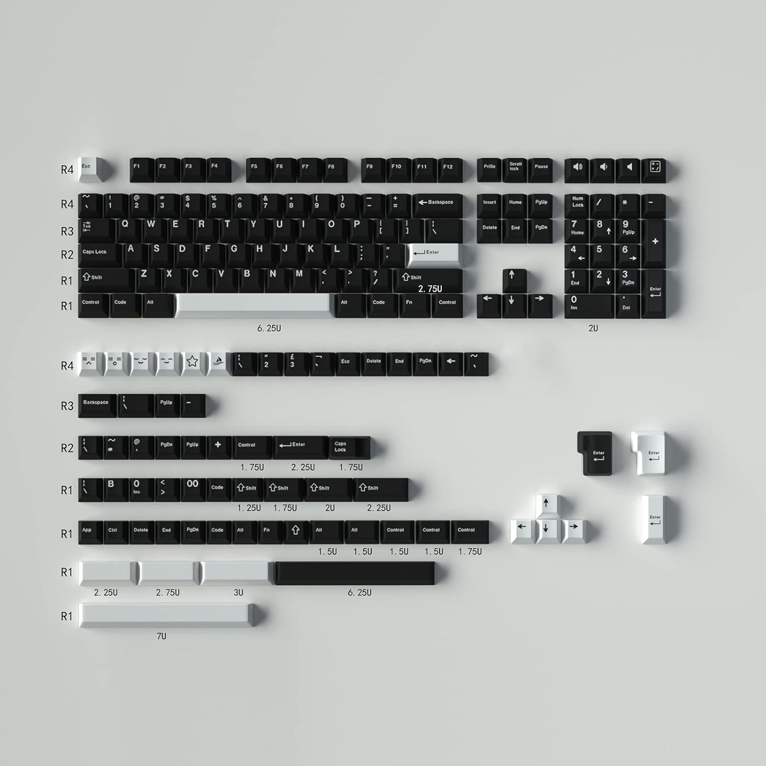 WOB Keycaps 172 Keys Cherry Profile Double Shot Keycaps Set Compatible ...