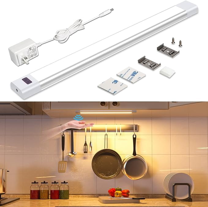 WOBANE Under Cabinet Lighting, Plug in LED Light Bar with ETL Adapter ...