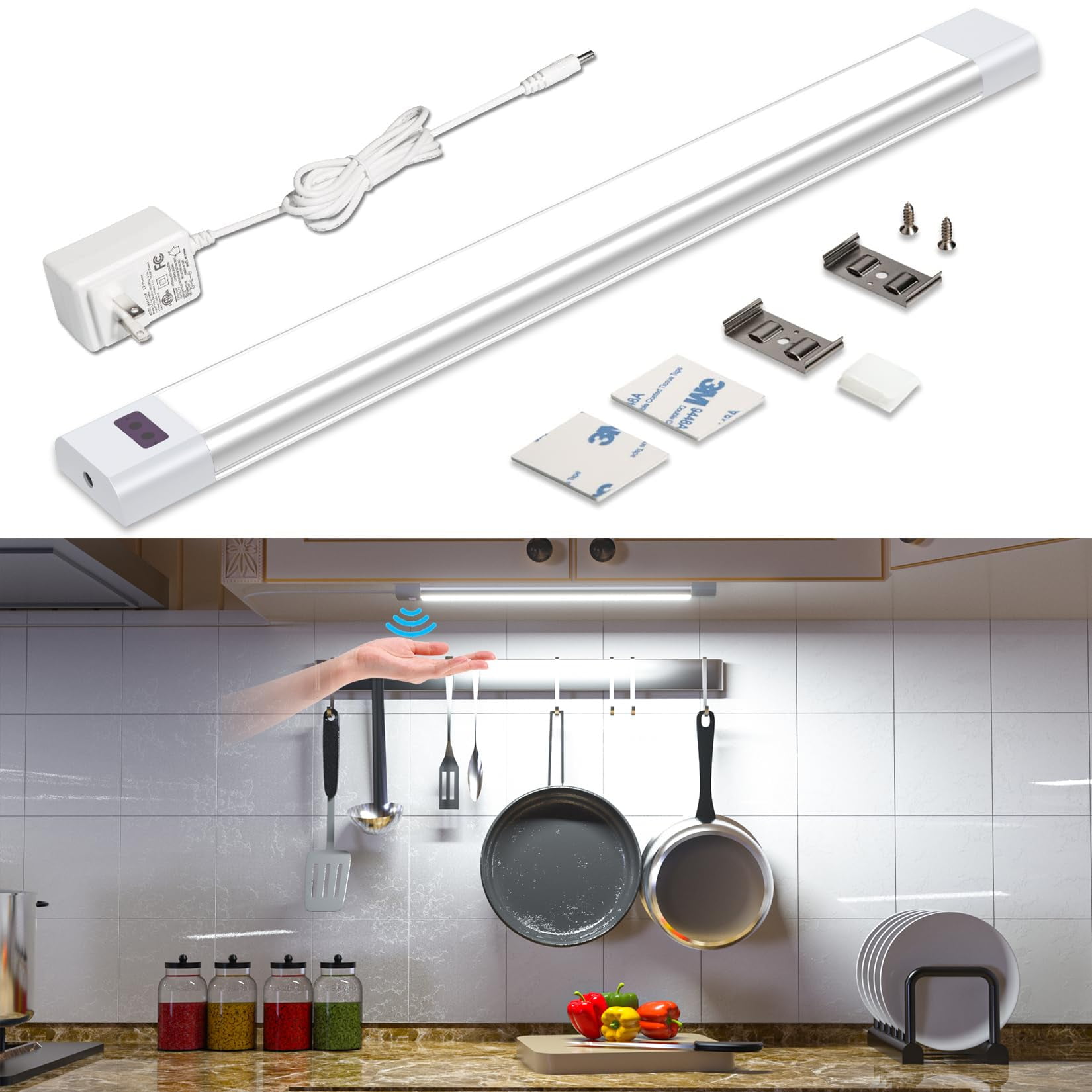 WOBANE Under Counter Lighting, Under Desk Light Bar, Hand Wave ...