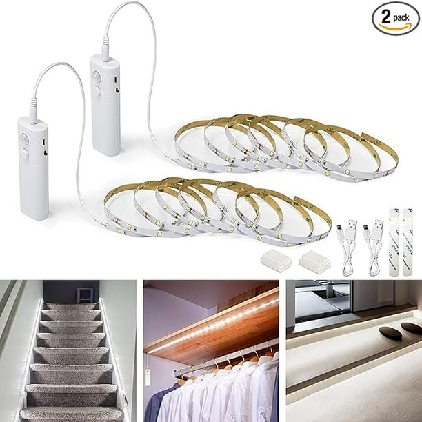 WOBANE Rechargeable Motion Sensor Strip Light, LED Closet Lights ...