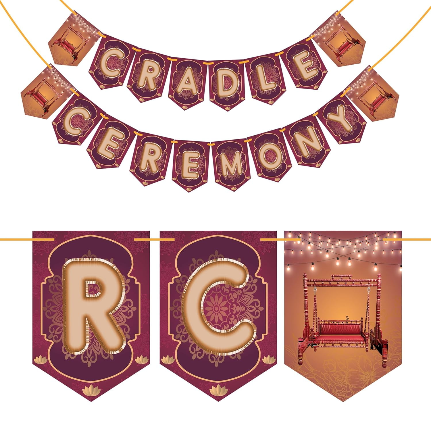 WOBBOX Cradle Ceremony Bunting Banner Traditional Maroon Background ...