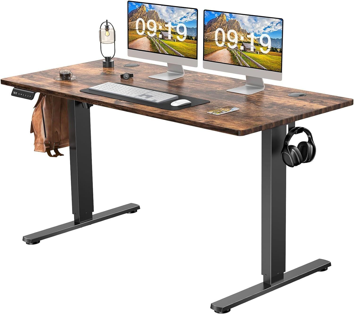WOBLUU 55" Brown Electric Height - Adjustable Desk A Stylish and ...