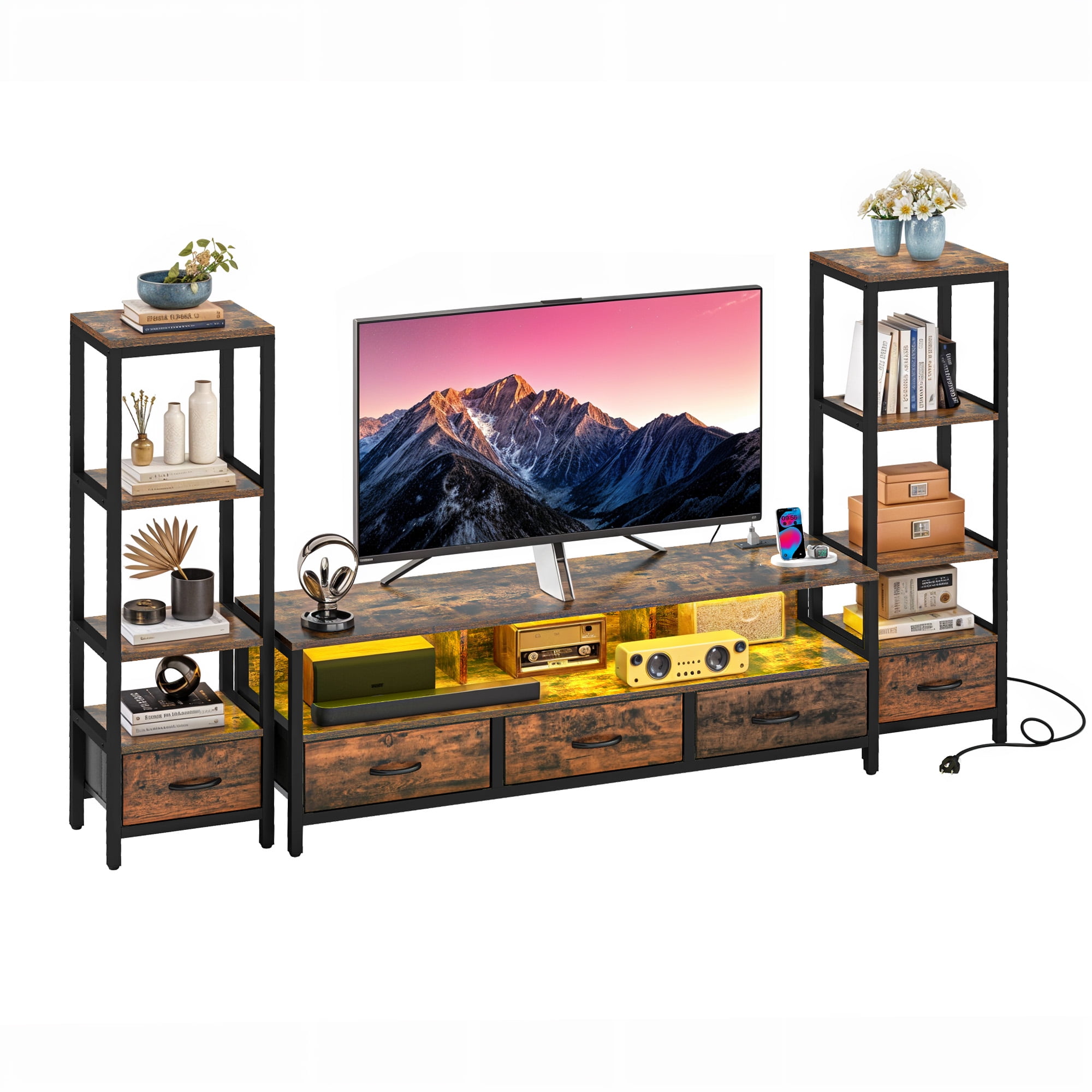 WOBLUU 65" LED - Lit TV Stand Transforms into an Entertainment Hub with ...
