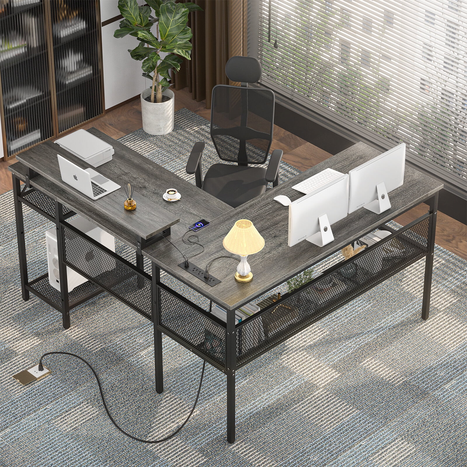 WOBLUU L - Shaped Computer Desk A Power - Packed Solution with Built ...