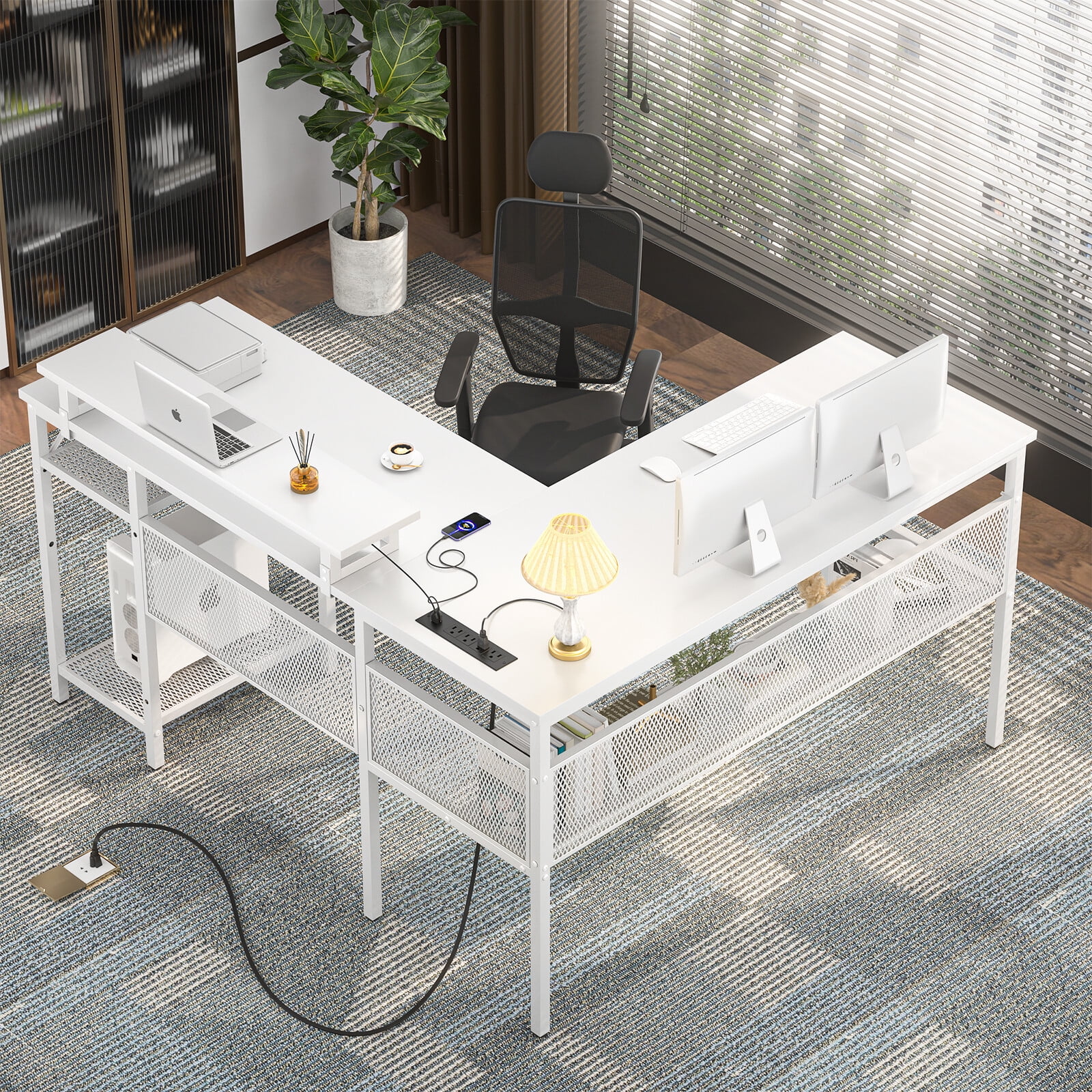 WOBLUU L - Shaped Computer Desk A Power - Packed Solution with Built ...