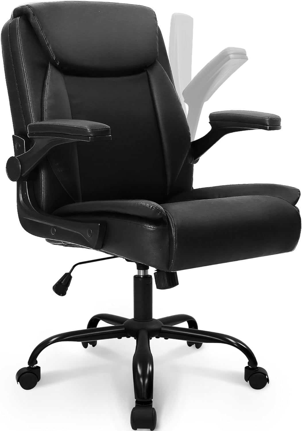 WOBLUU Office Desk Chair Executive Computer Ergonomic PU Leather Mid ...
