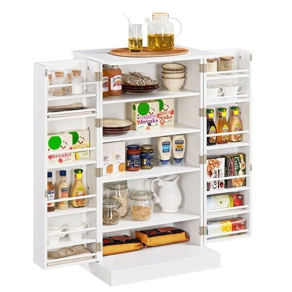 WOBLUU Stylish 41” Kitchen Pantry Storage Cabinet A Cupboard Boasting ...