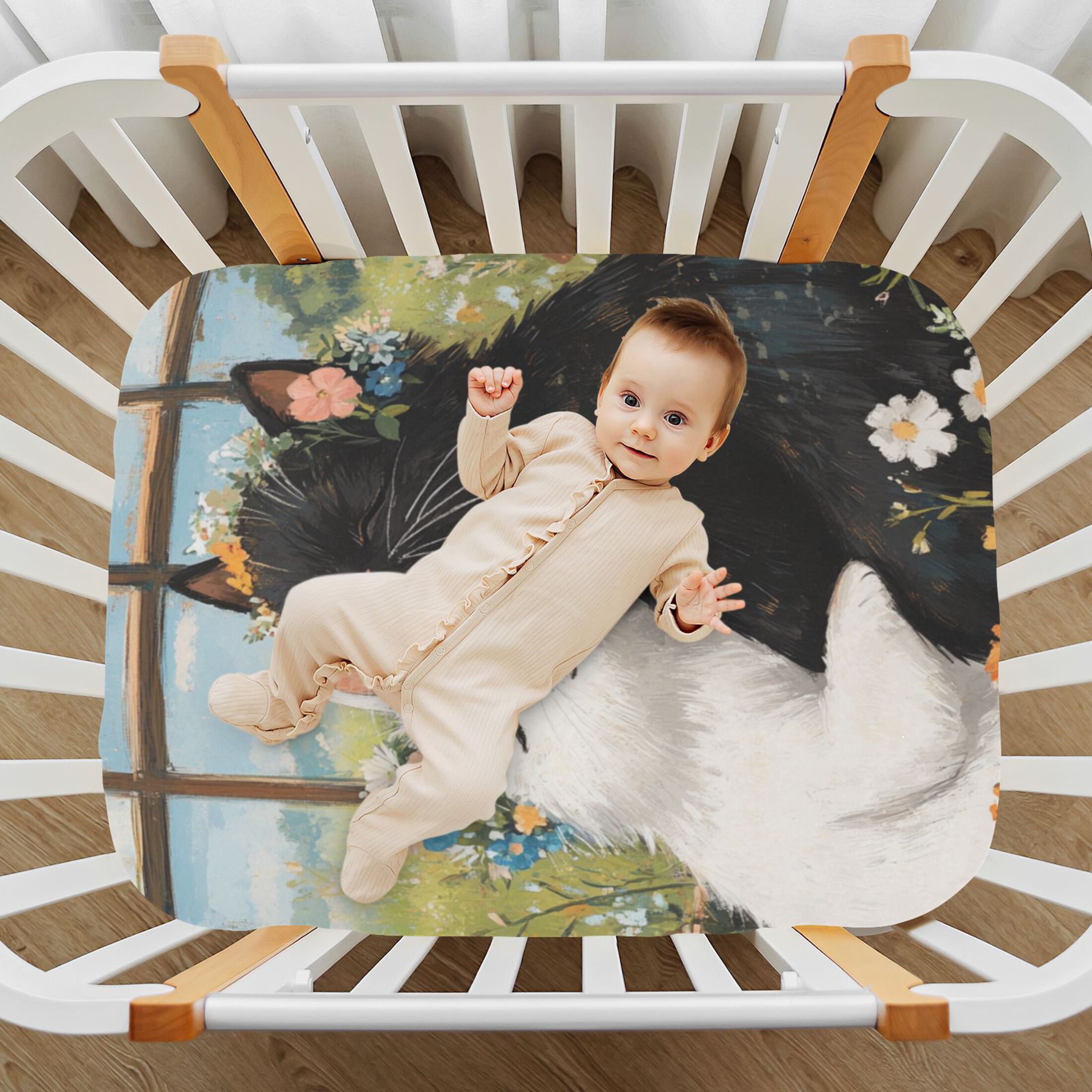 WOBOGO A Collage Of Two Cats Baby Crib Sheets Super Soft Microfiber ...