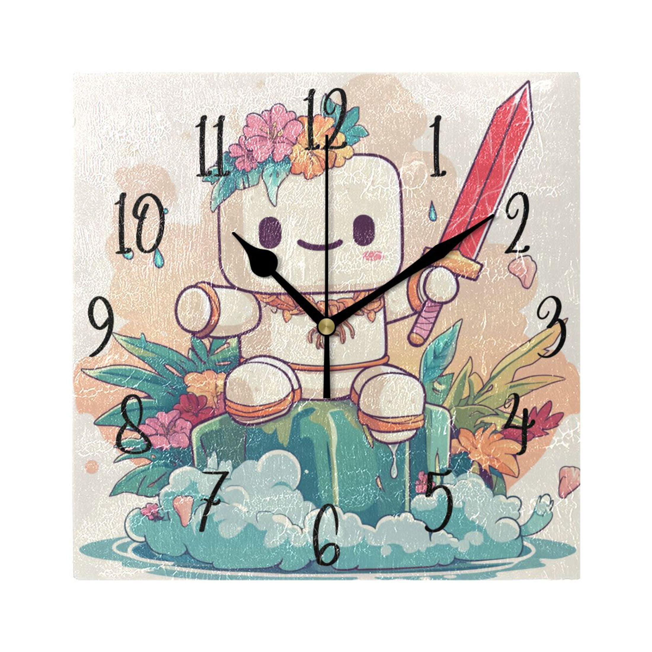 WOBOGO A Cute Marshmallow Man Wall Clock 7.78 Inch Battery Operated ...