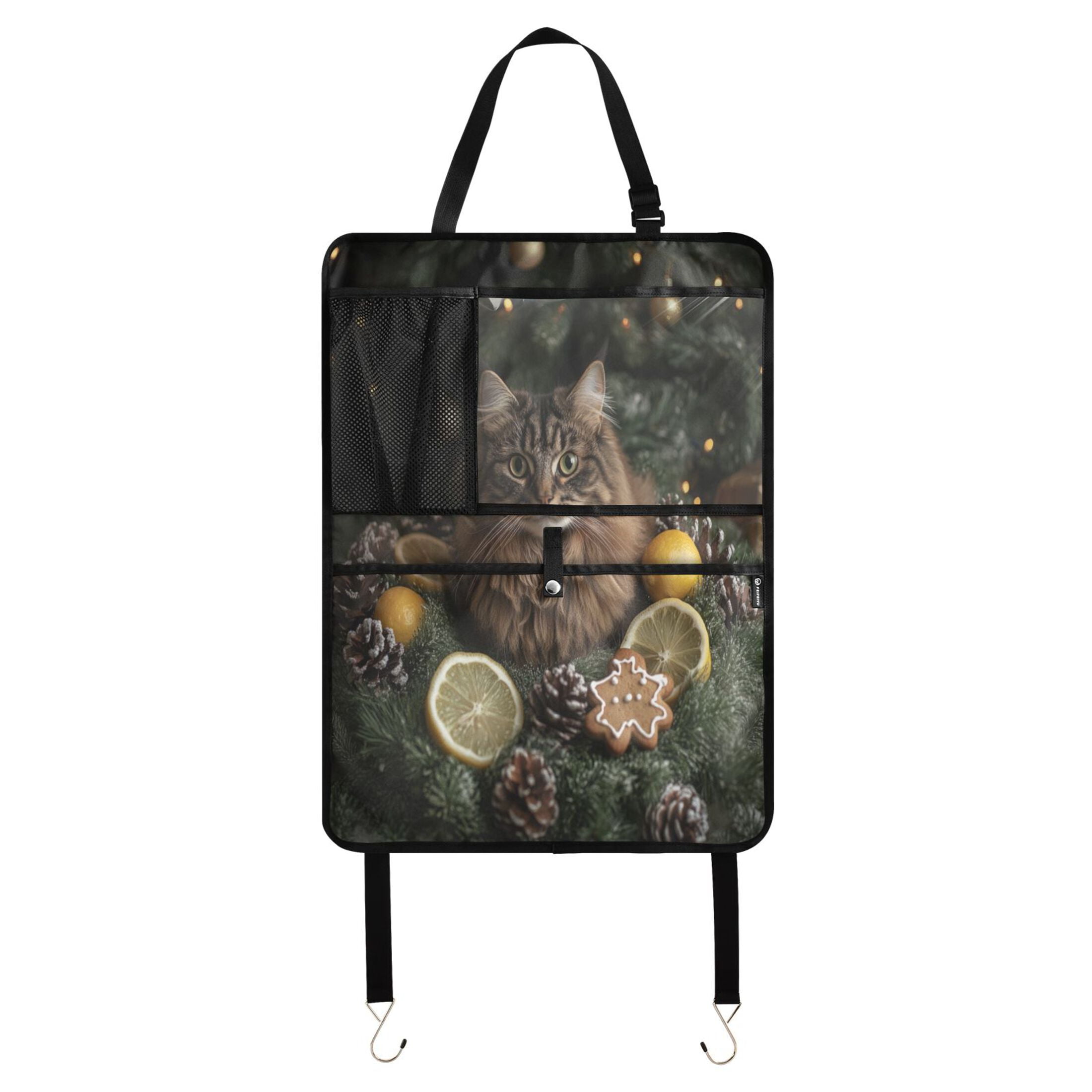 WOBOGO A Fluffy Cat Backseat Car Organizer Footed Universal Car with ...