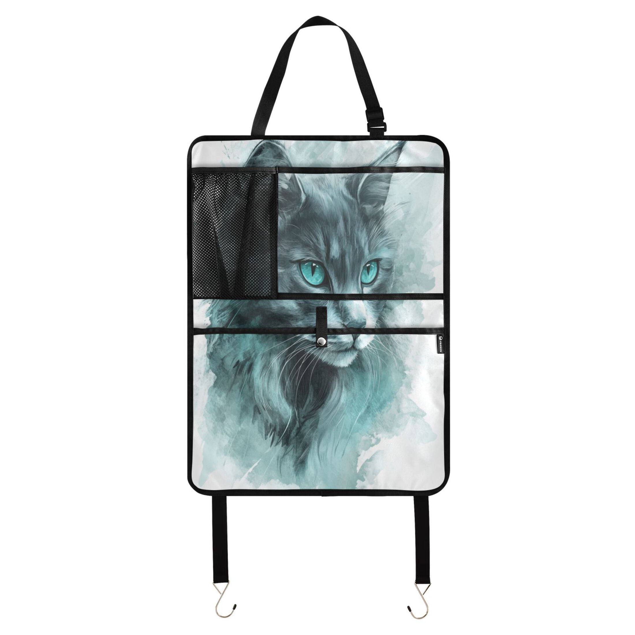 WOBOGO A Grey Cool Cat Backseat Car Organizer Footed Universal Car with ...