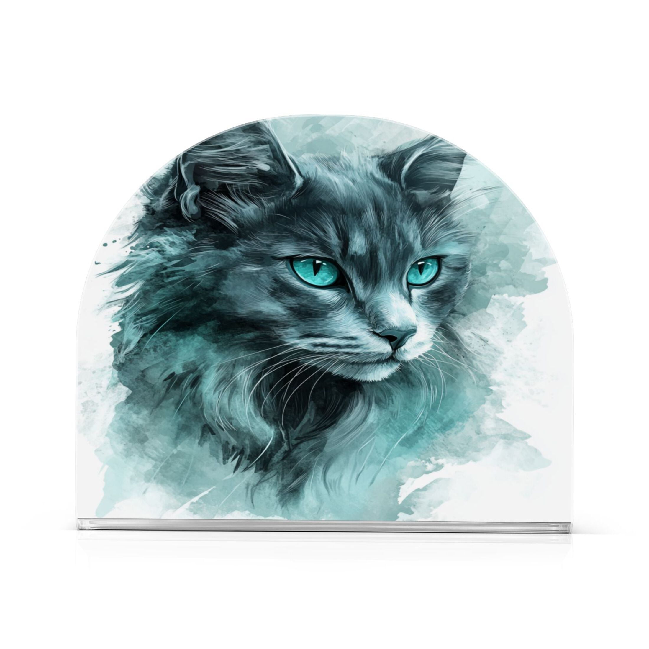 WOBOGO A Grey Cool Cat Clear Acrylic Napkin Holder Kitchen Tissue Face ...
