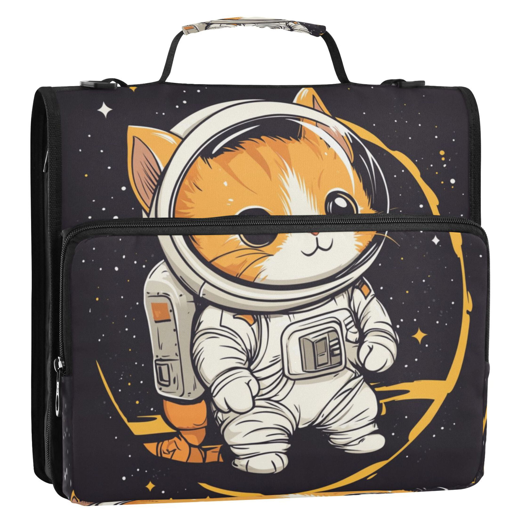 WOBOGO A Kitten in Outer Space Ring Binder Bag 1.5in Folder Organizer ...