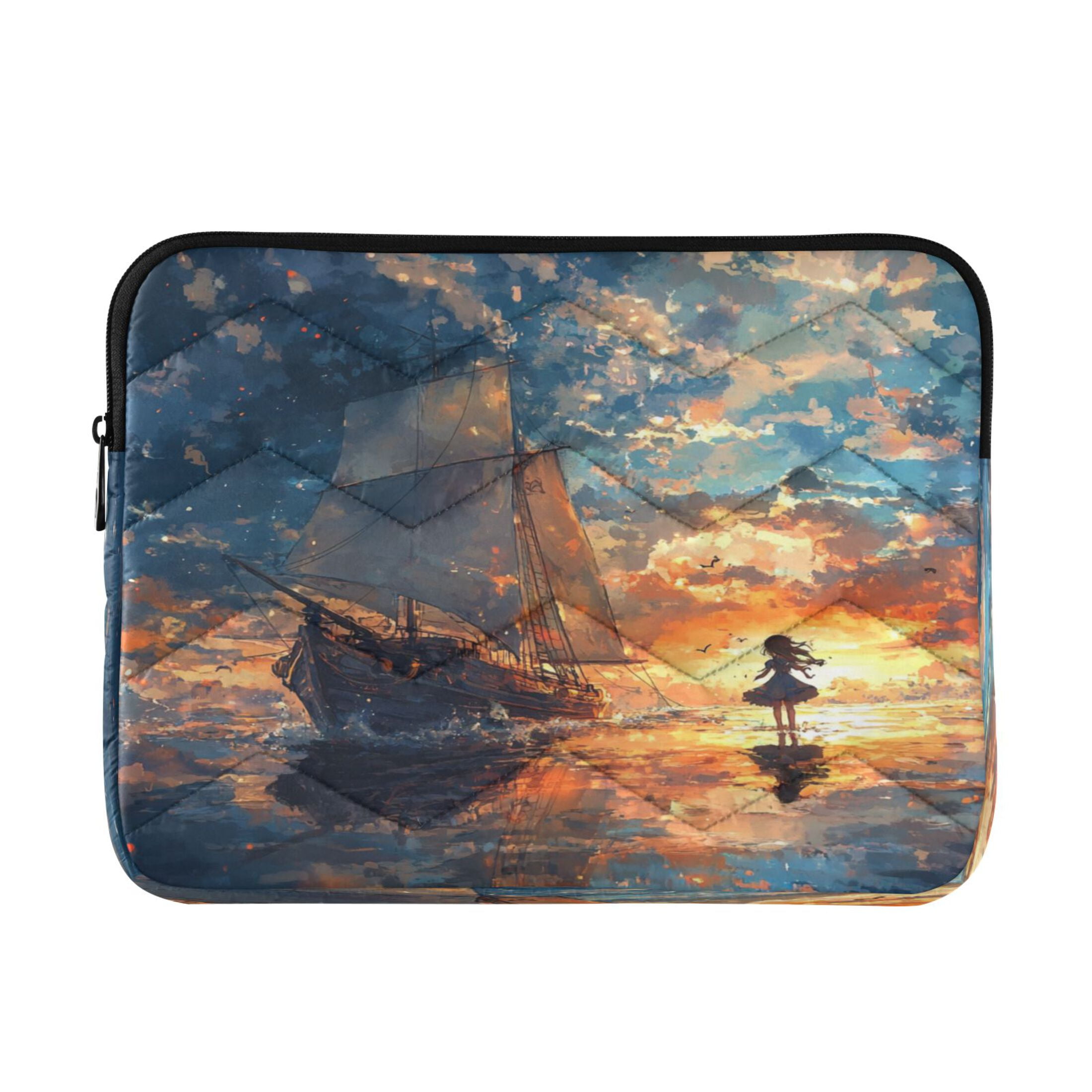 WOBOGO A Lass and Saiboat Laptop Sleeve 13.4 inch Lightweight Zipper ...