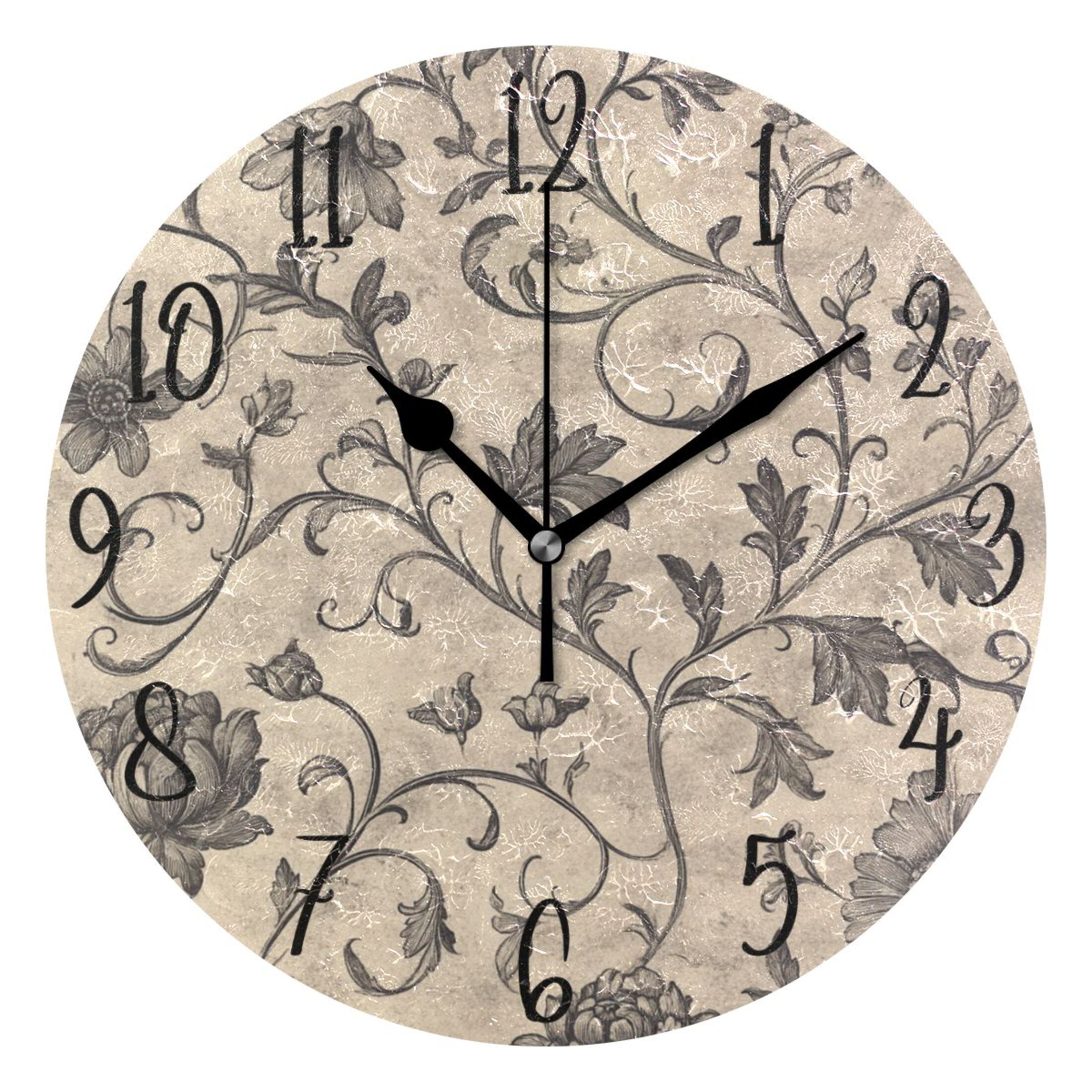 WOBOGO A Medieval-style Pattern Wall Clock 10in Silent Mechanism ...