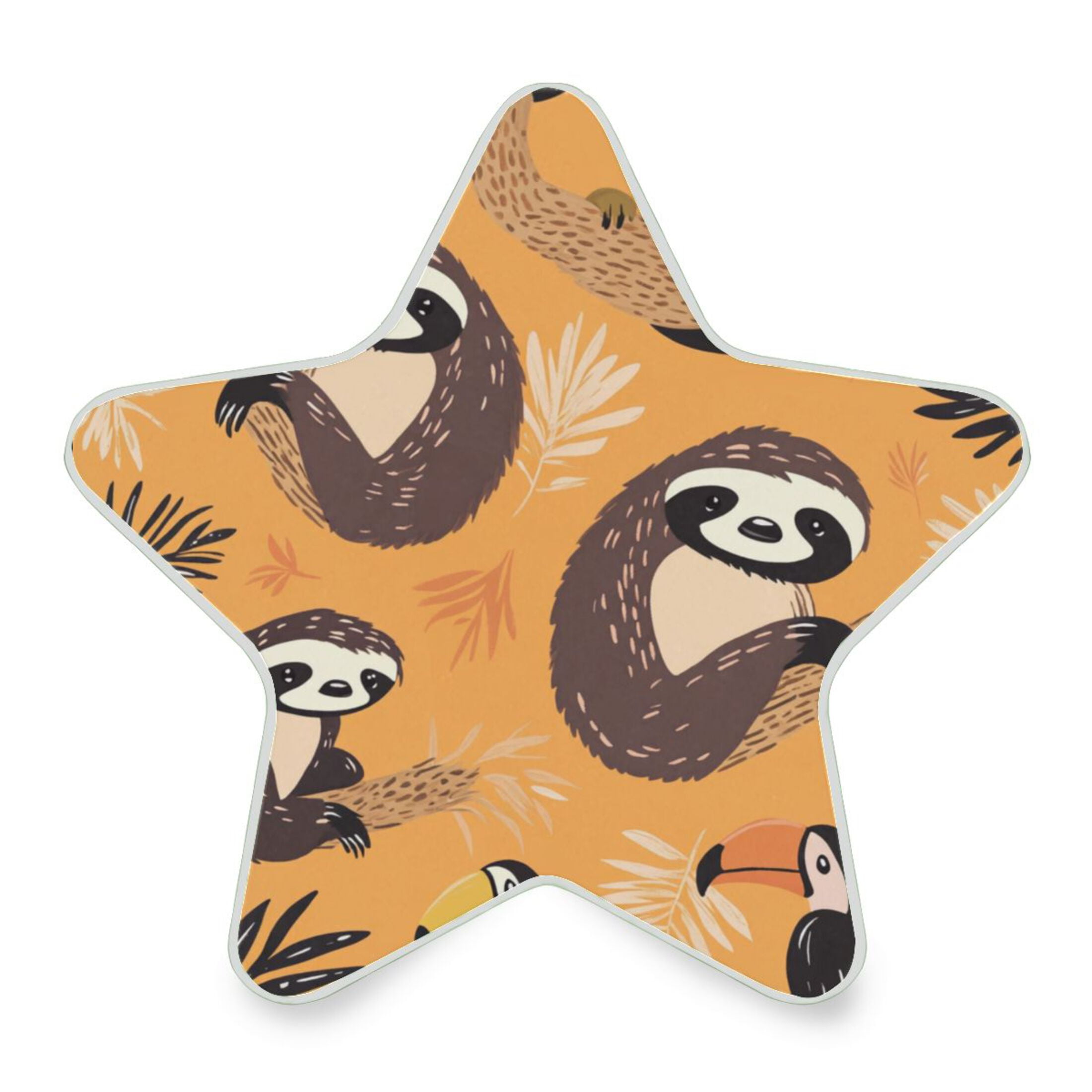 WOBOGO A Pattern with Cute Sloth and Toucan in The Jungle LED Star ...