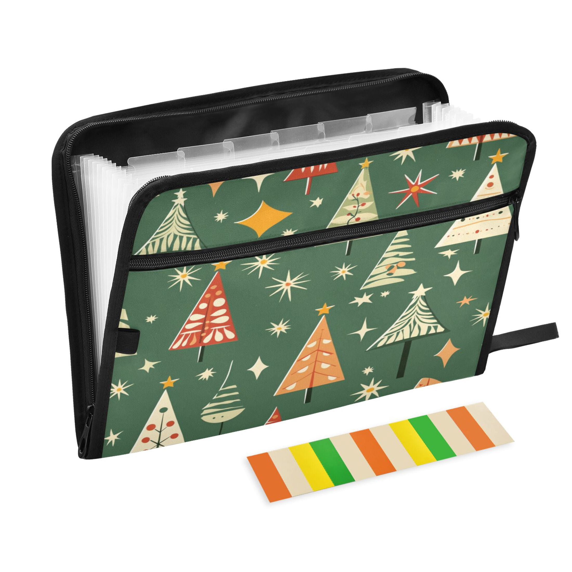 WOBOGO A Pattern Of Christmas Trees and Stars Expanding File Folder ...