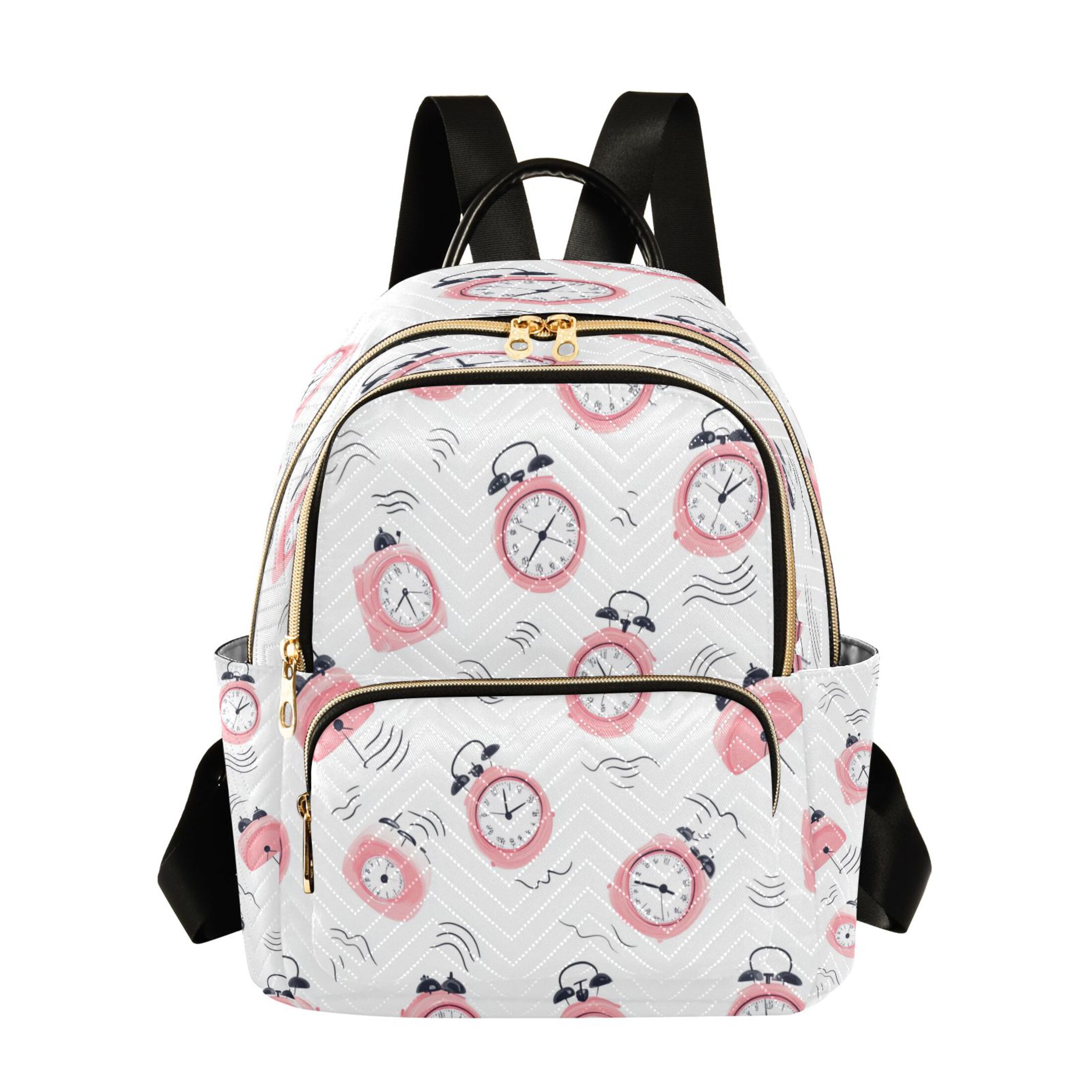 WOBOGO A Pattern Of Pink Alarm Clocks Butterfly Backpack Durable ...