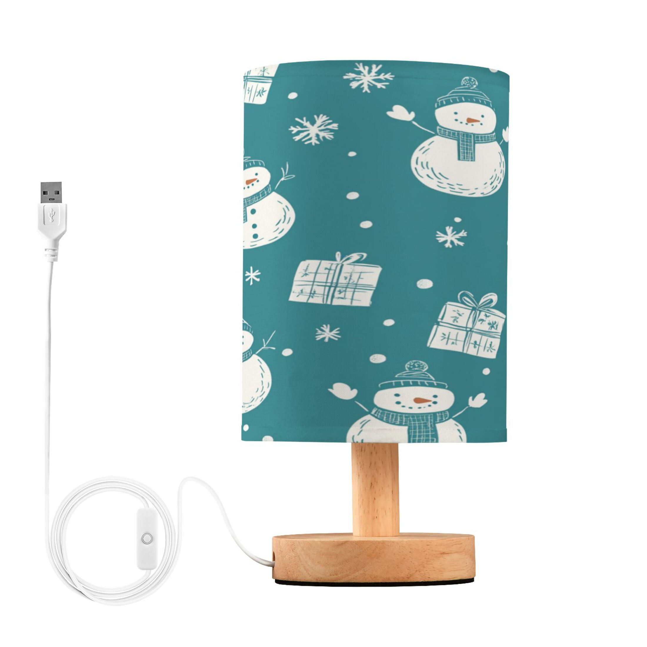 WOBOGO A Pattern Of Snowmen and Gifts on Blue Background Bedroom Table ...