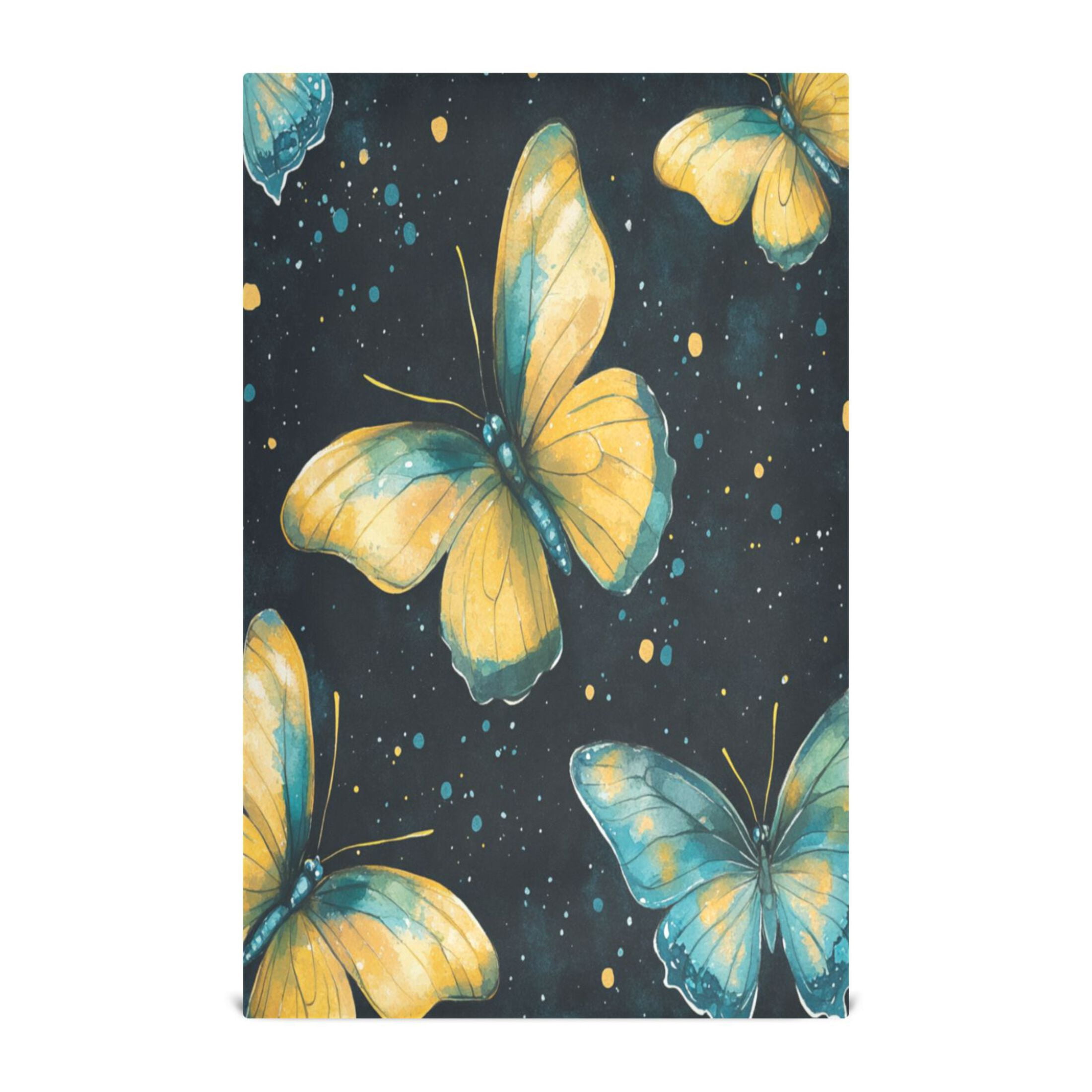 WOBOGO A Pattern Of Yellow Butterflies with Teal Wings Kitchen Towel 1 ...