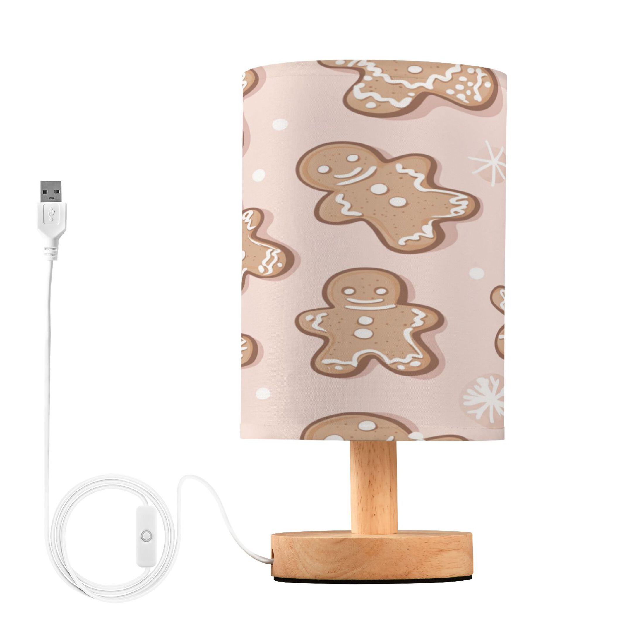 WOBOGO A Pattern with Adorable Gingerbread Cookies Bedroom Table Lamp ...