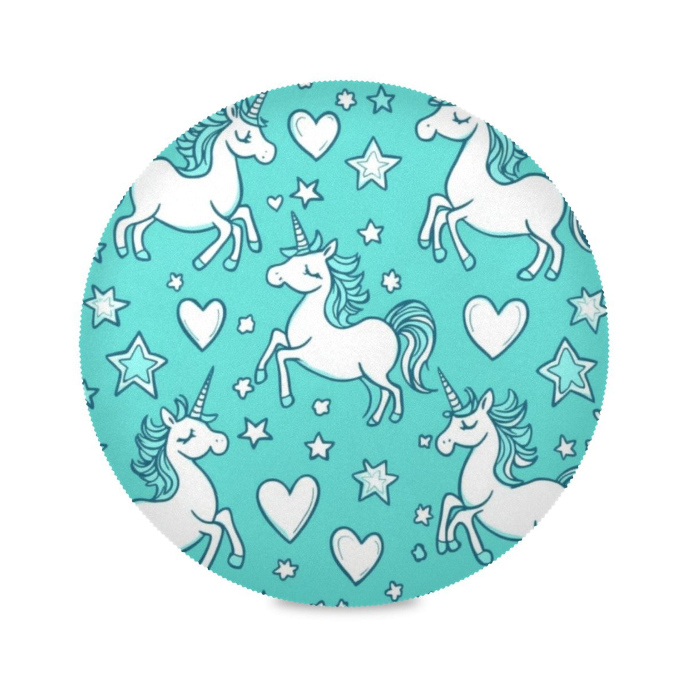 WOBOGO A Pattern with Cute Cartoon Unicorns Round Placemats Set of 4 ...