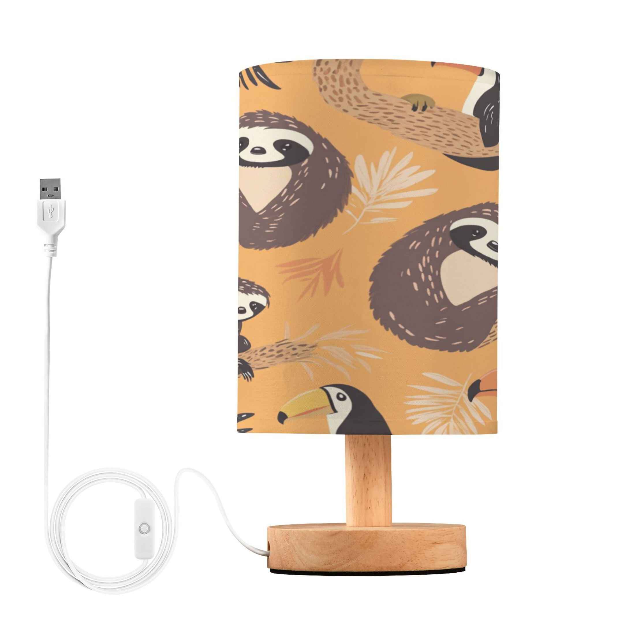WOBOGO A Pattern with Cute Sloth and Toucan in The Jungle Bedroom Table ...