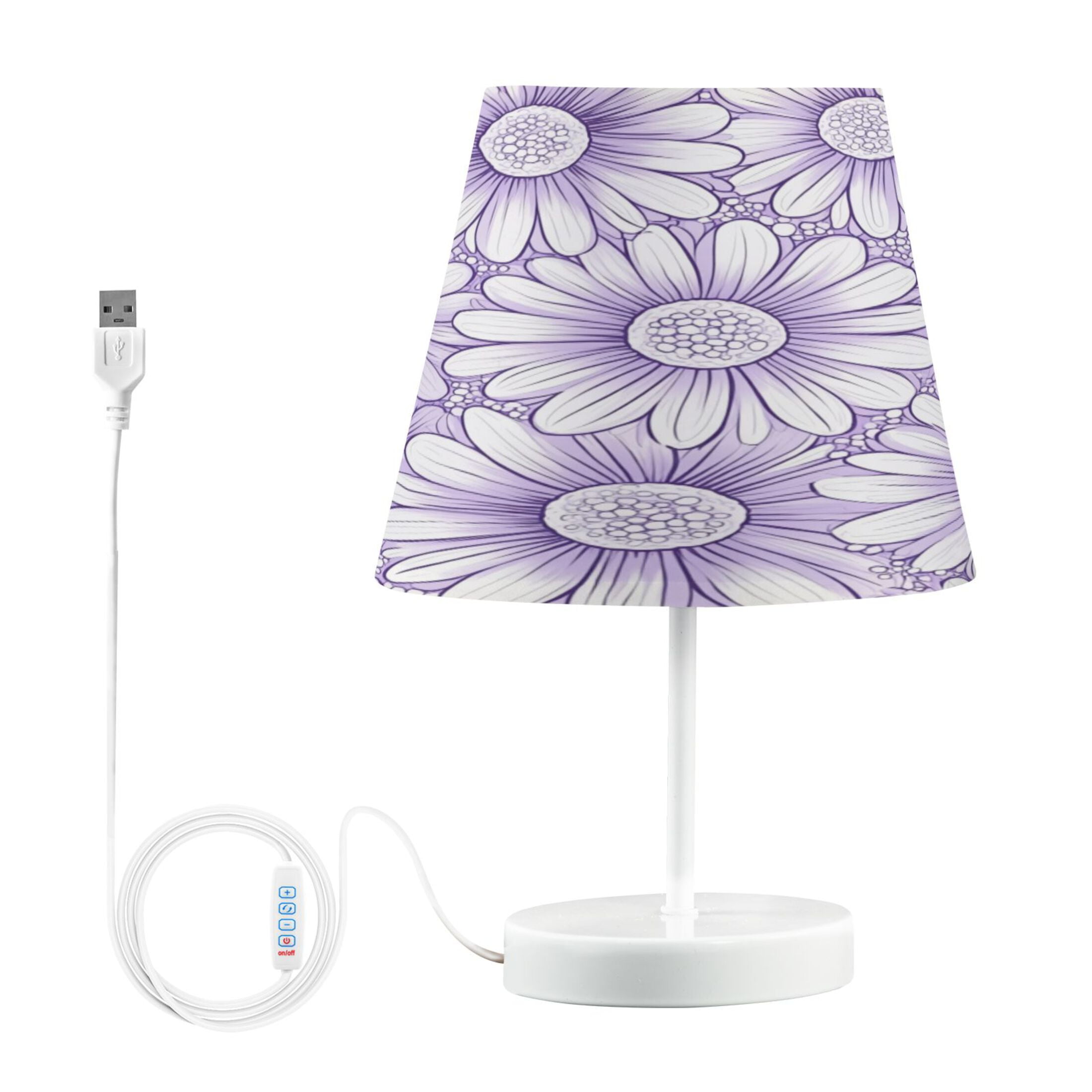 WOBOGO A Pattern with Pale Purple Daisies Table Lamps Bedroom 3-Speed ...