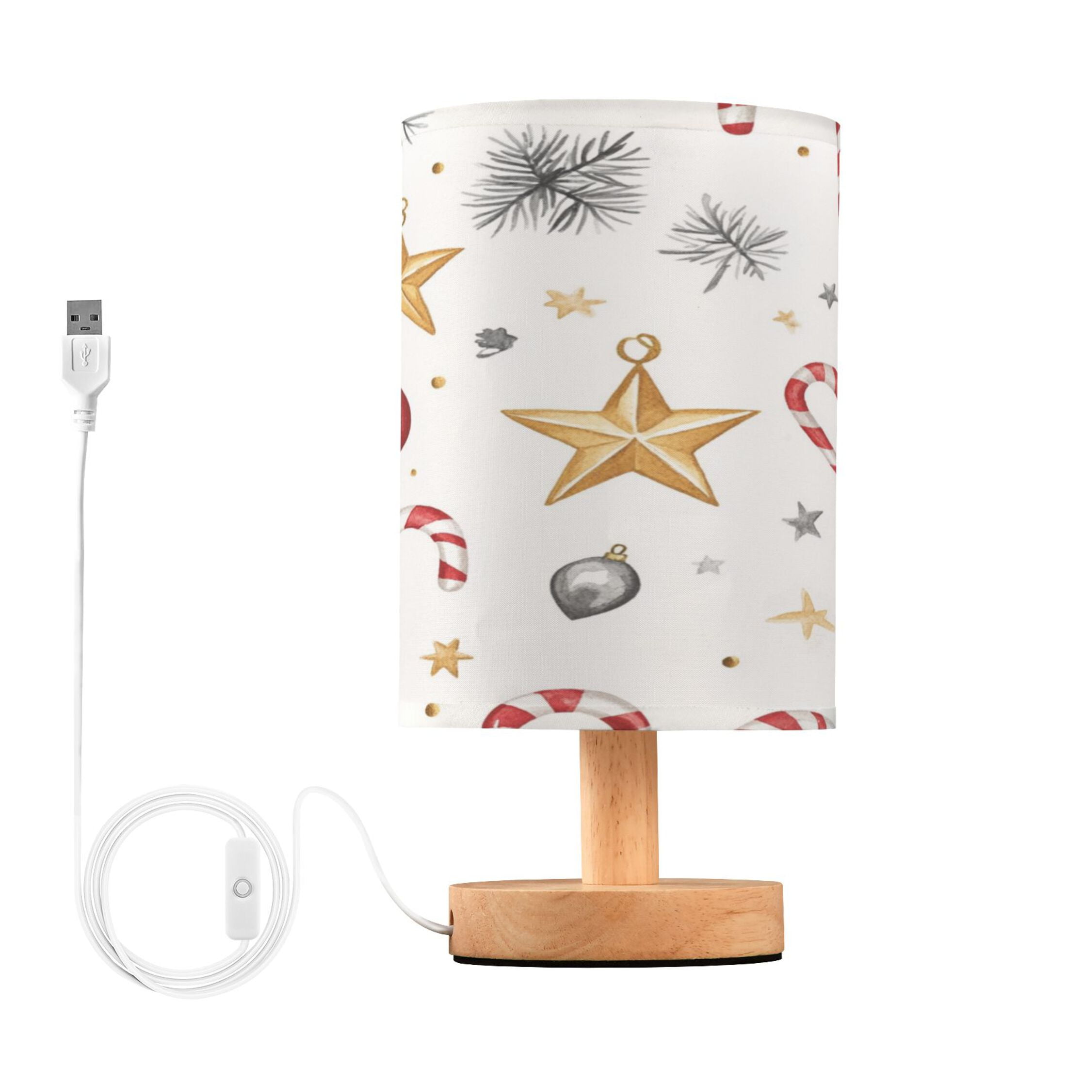 WOBOGO A Pattern with Watercolor Christmas Ornaments Bedroom Table Lamp ...