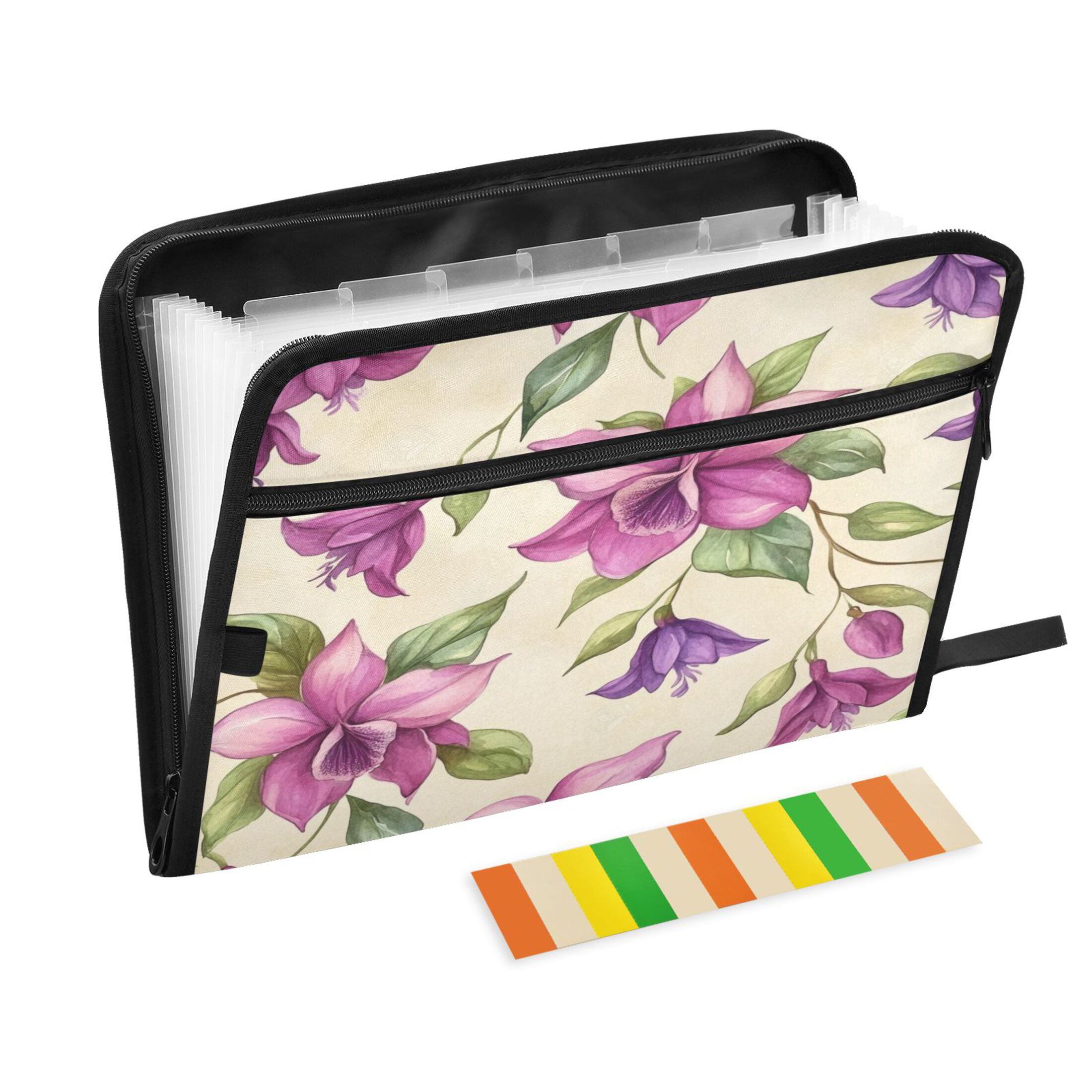 WOBOGO A Pattern with Watercolor Fuchsia Orchids Expanding File Folder ...
