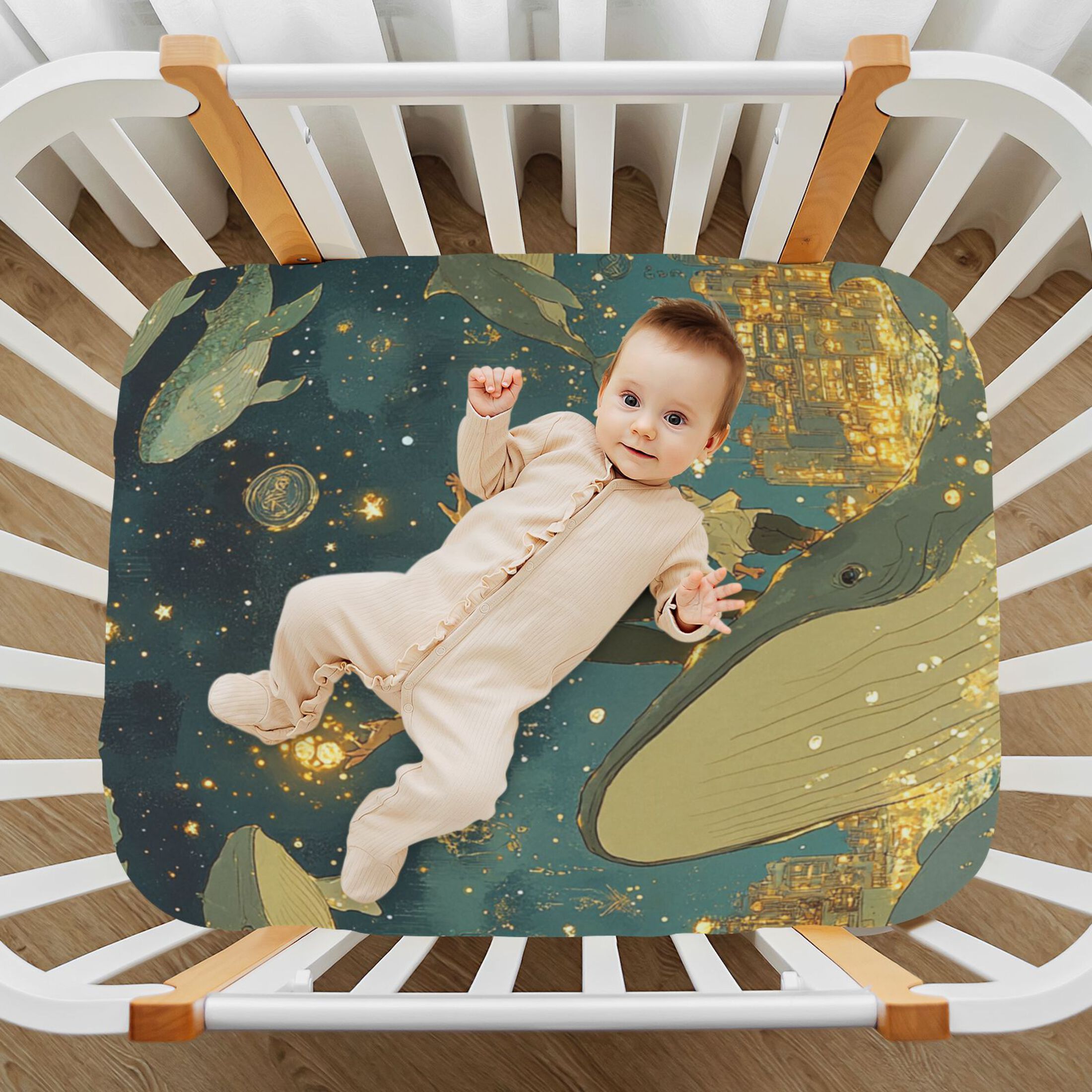 WOBOGO A Sea Full Of Golden Stars Baby Crib Sheets Super Soft ...