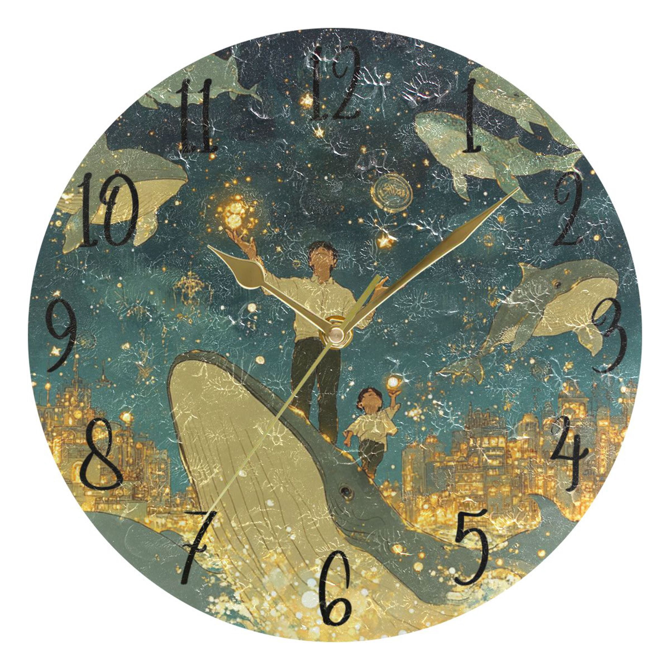 WOBOGO A Sea Full Of Golden Stars Wall Clock 10in Silent Mechanism ...