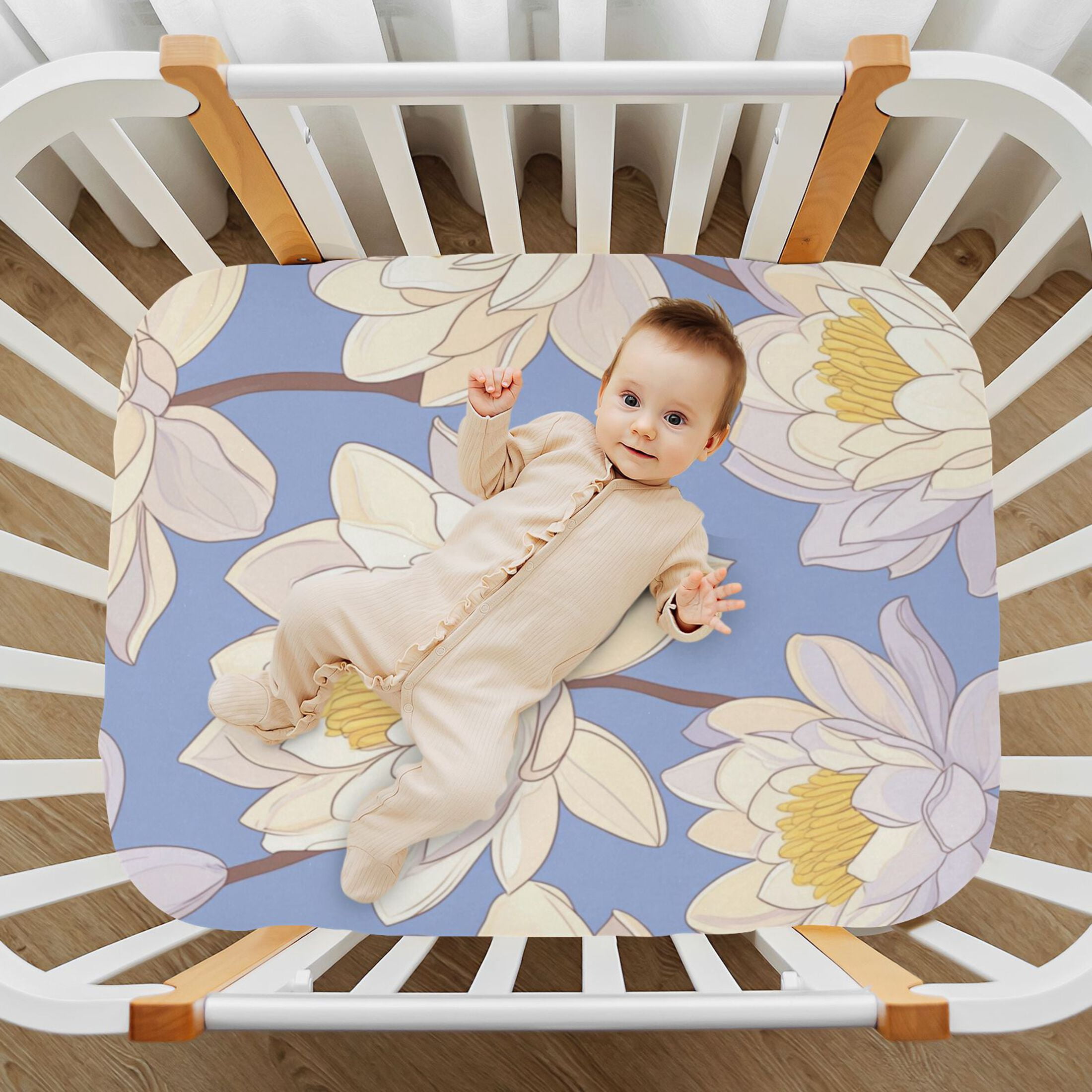 WOBOGO A Seamless Pattern Of Water Lilies Baby Crib Sheets Super Soft ...
