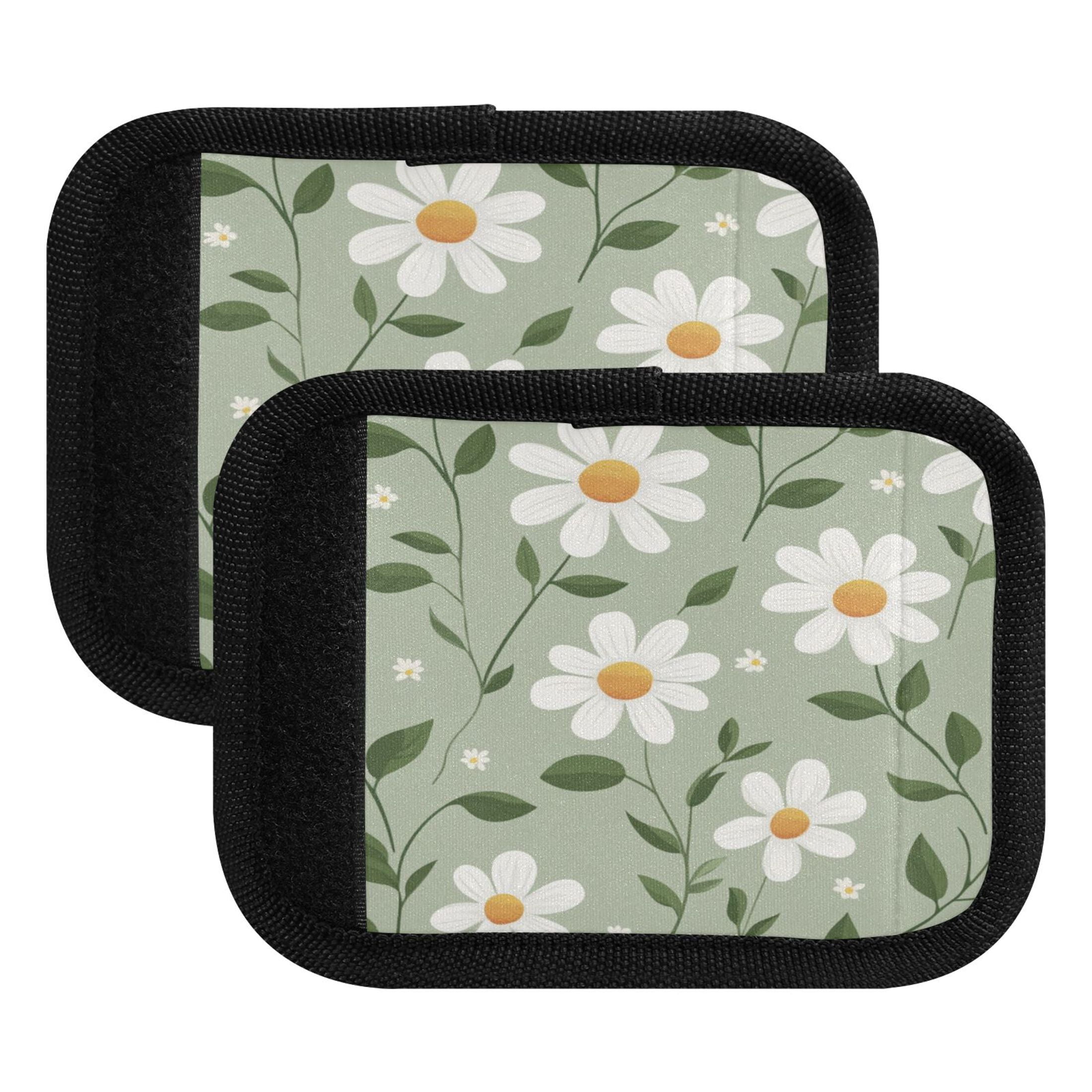 WOBOGO A Seamless Pattern Of White Daisies Luggage Handle Wrap 2Pcs ...