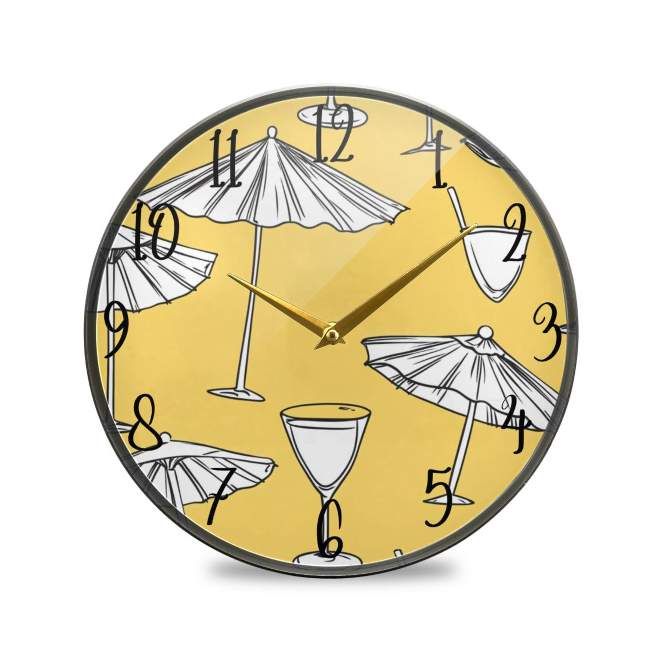 WOBOGO A Seamless Pattern with Sun Umbrellas Acrylic Wall Clock Battery ...