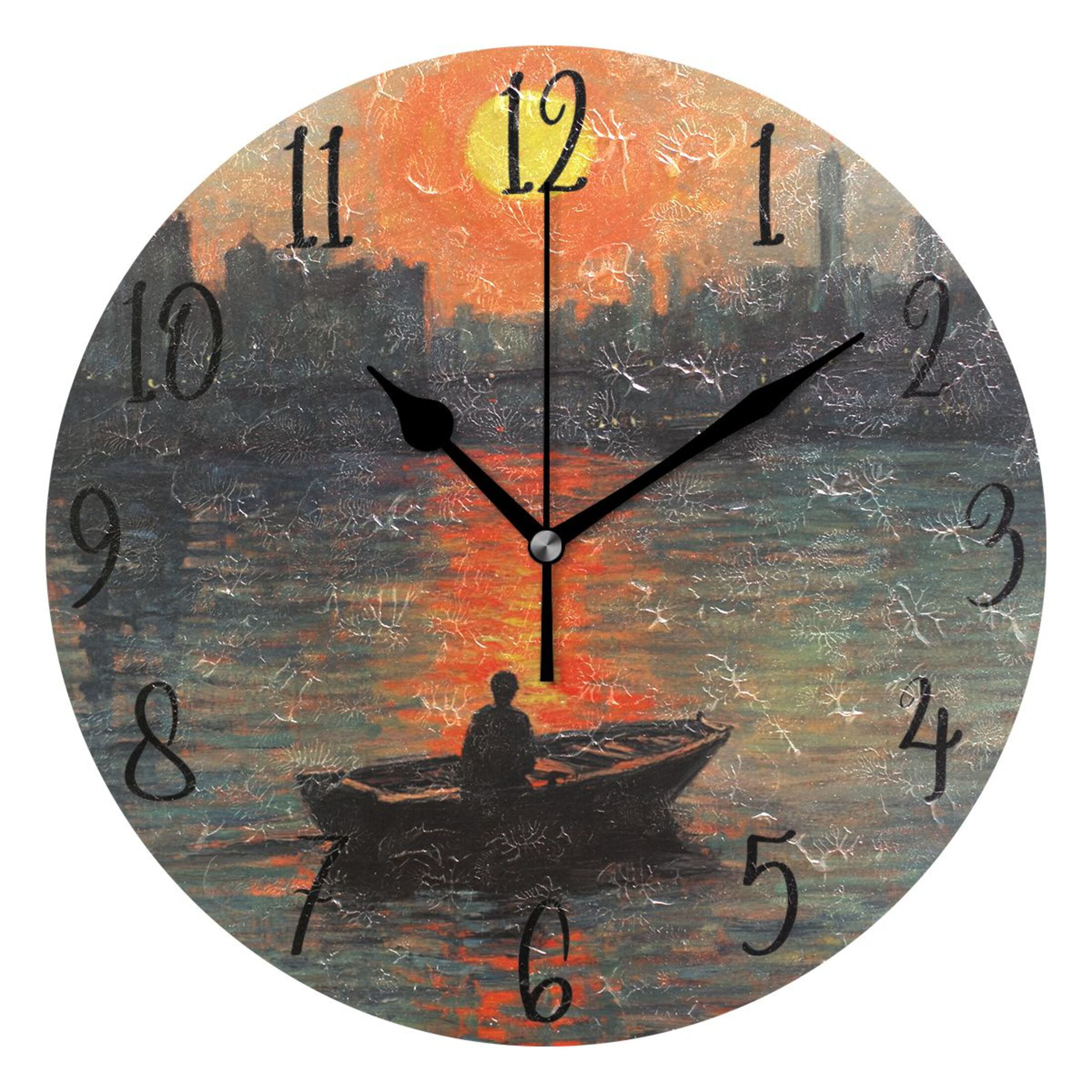 WOBOGO A Small Boat Wall Clock 10in Silent Mechanism Battery Operated ...