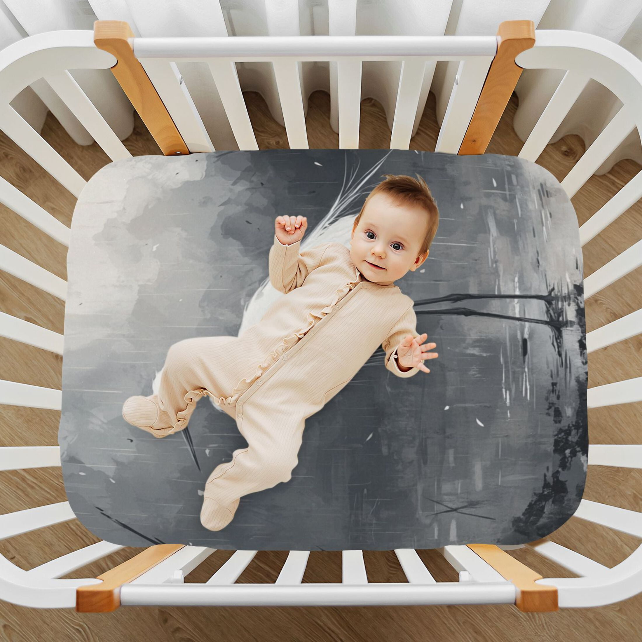 WOBOGO A White-cloaked Bird Baby Crib Sheets Super Soft Microfiber ...