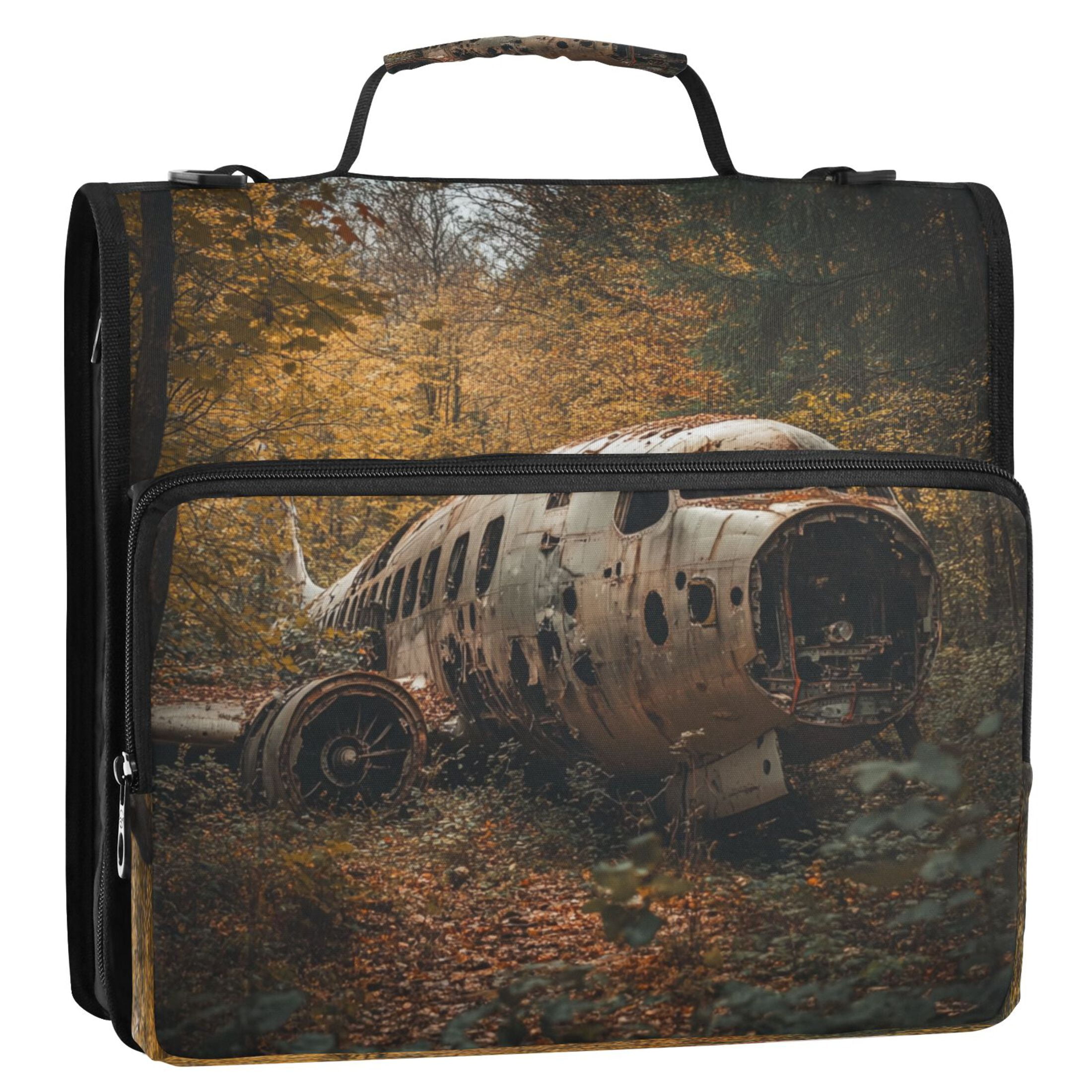 WOBOGO Abandoned Airplane Ring Binder Bag 1.5in Folder Organizer with ...