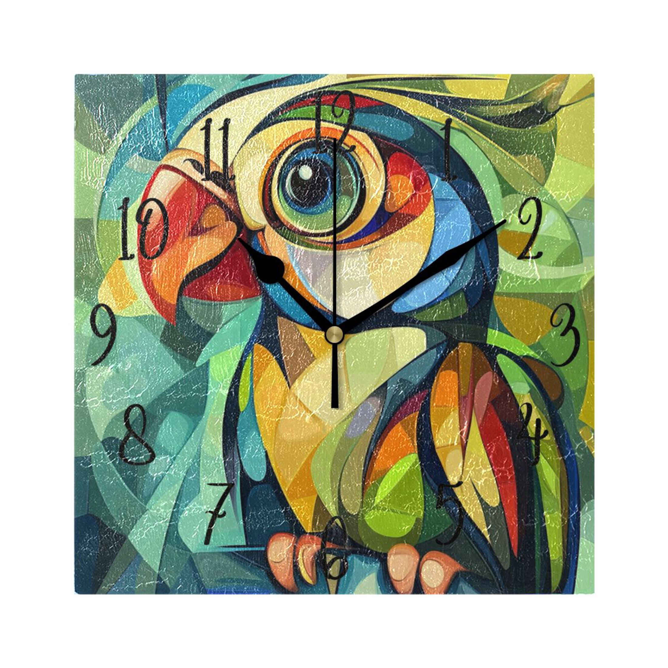 WOBOGO Abstract Mini Parrot Wall Clock 7.78 Inch Battery Operated ...