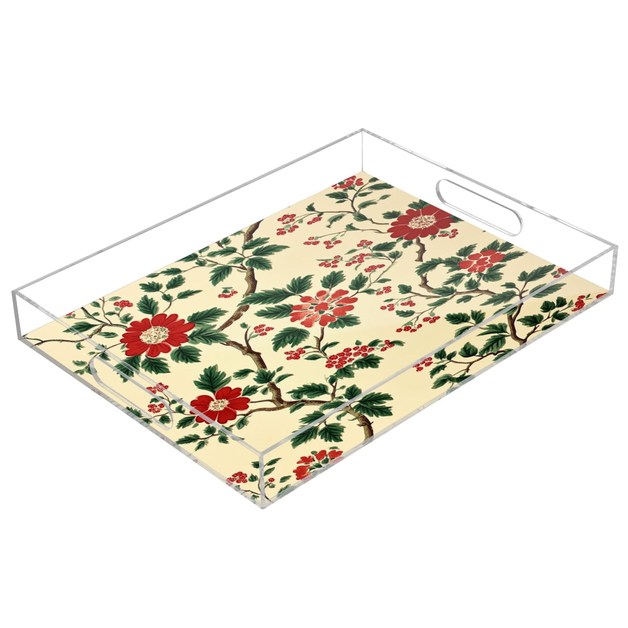 WOBOGO Acrylic Serving Trays 15.7x11.8 Inch Spill Proof Clear ...