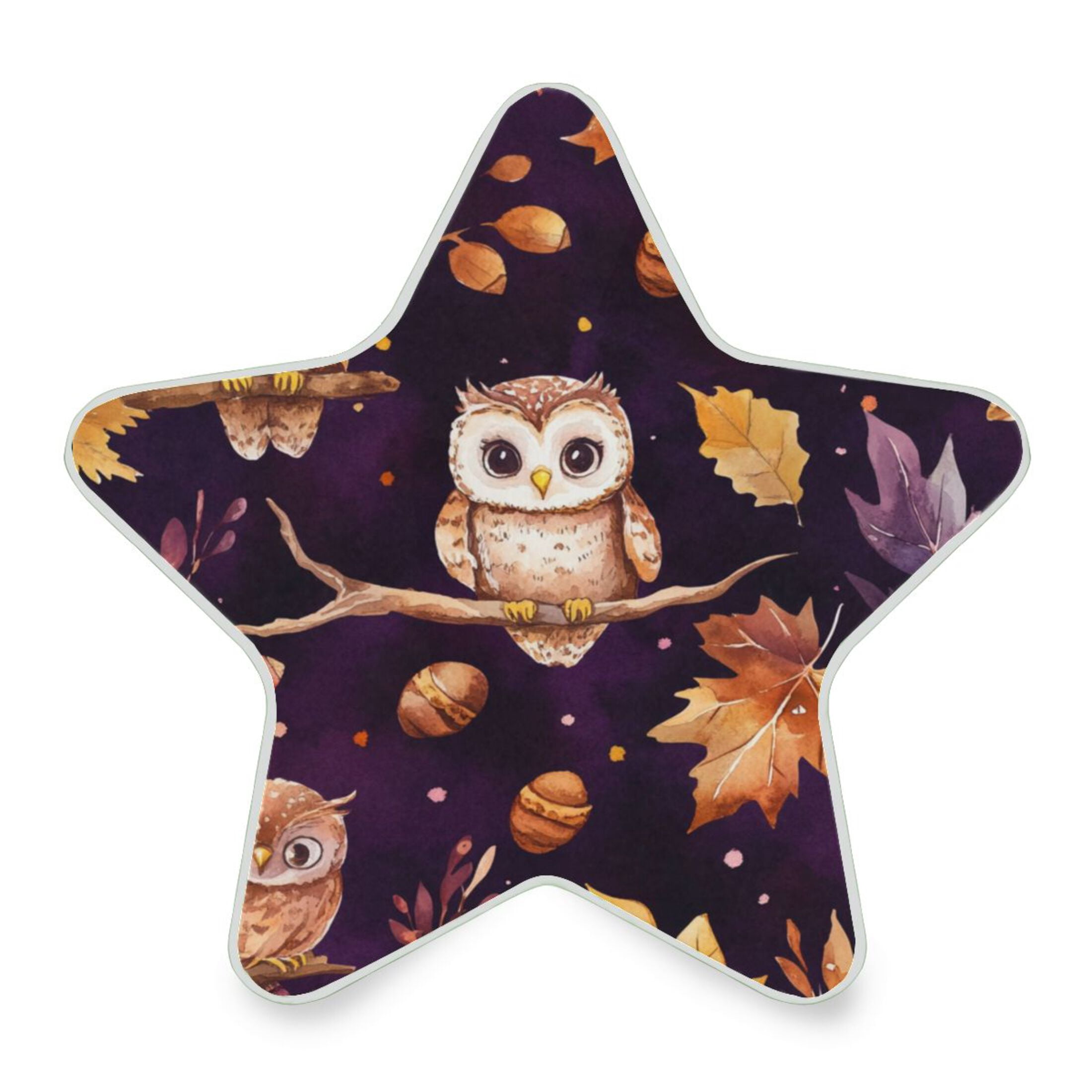 WOBOGO Adorable Baby Owls and Acorns Pattern LED Star Night Light 0.2 ...