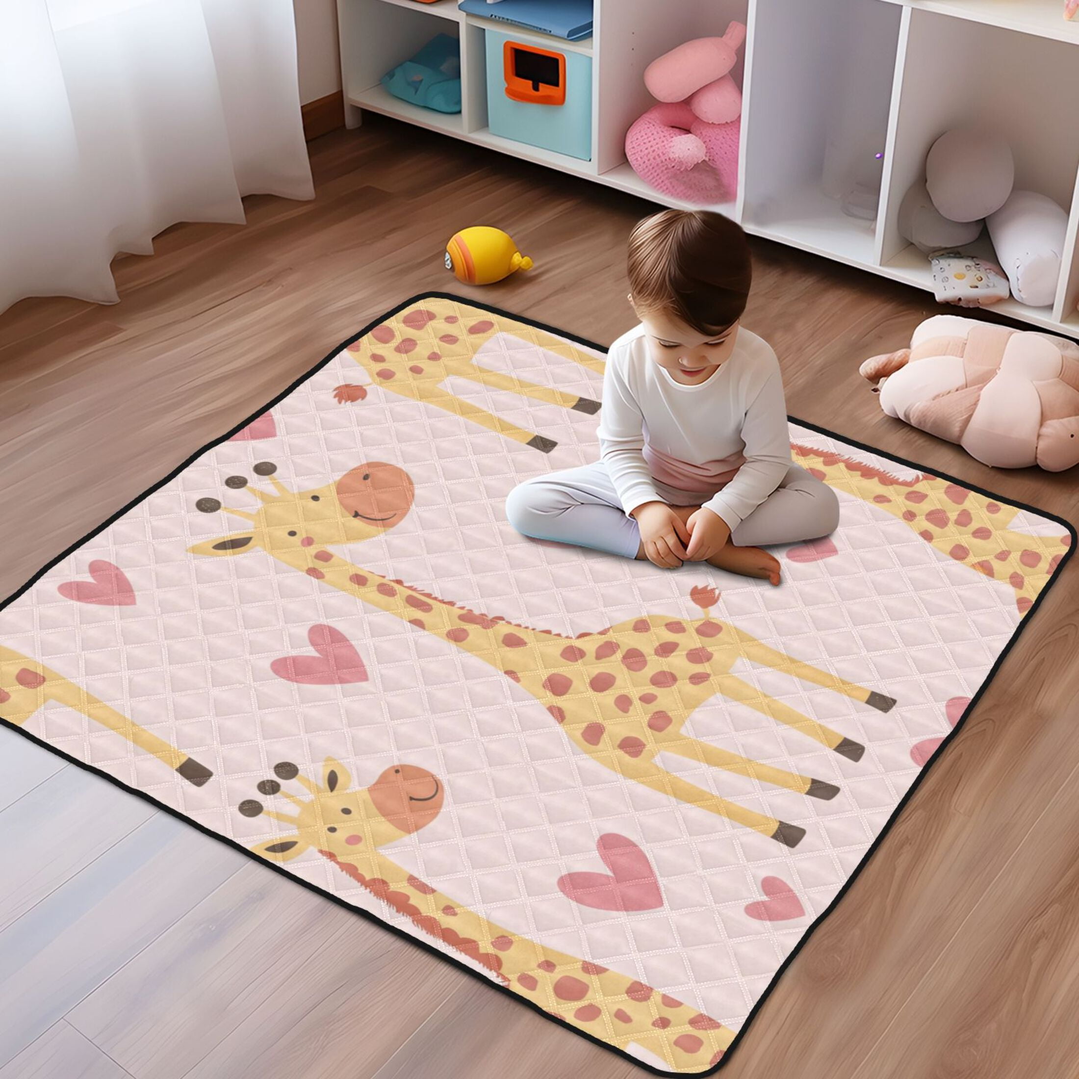 WOBOGO Adorable Cartoon Giraffes Heart Pattern Baby Playmats Extra ...