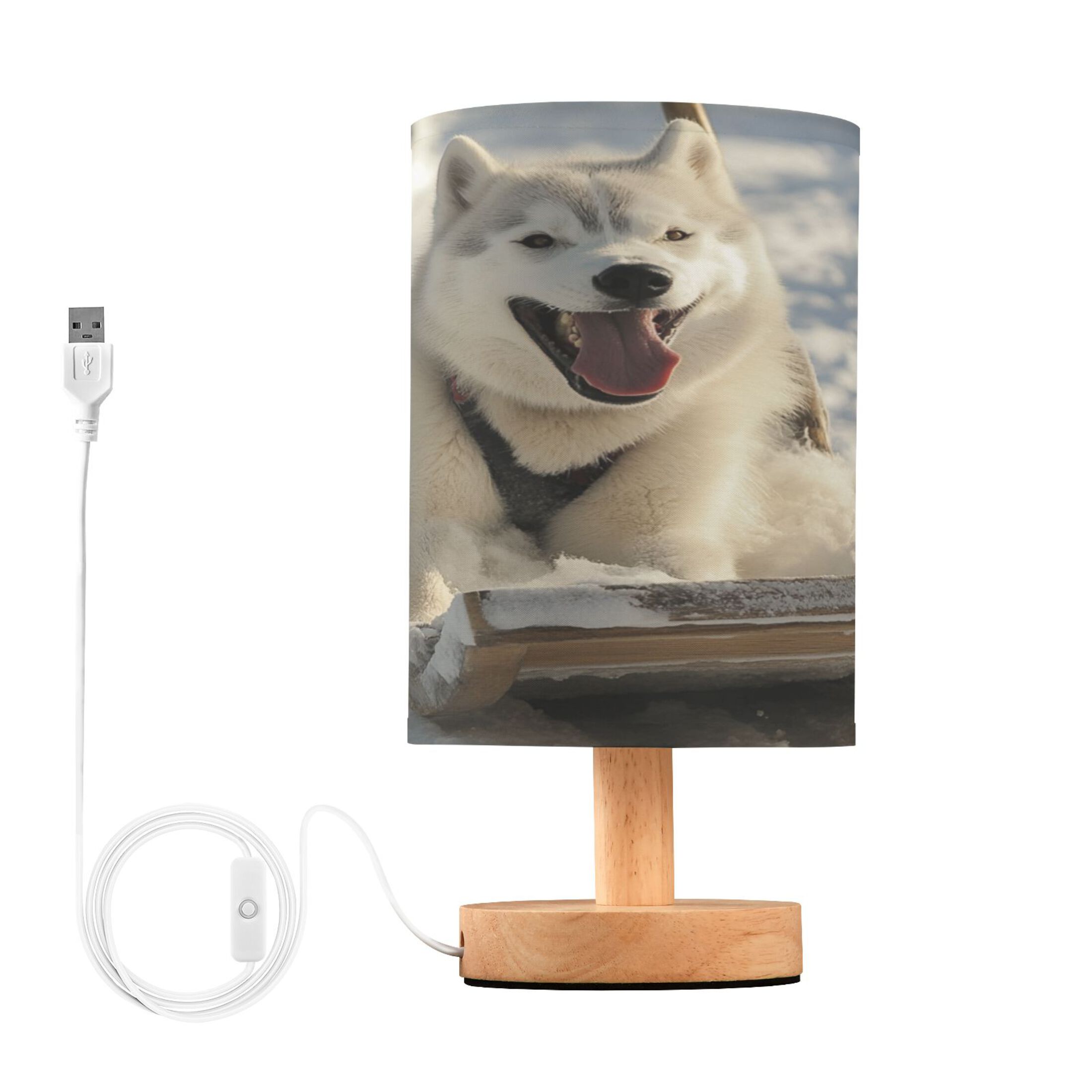 WOBOGO Alaskan Dog on A Sledge Bedroom Table Lamp USB Power Connector ...