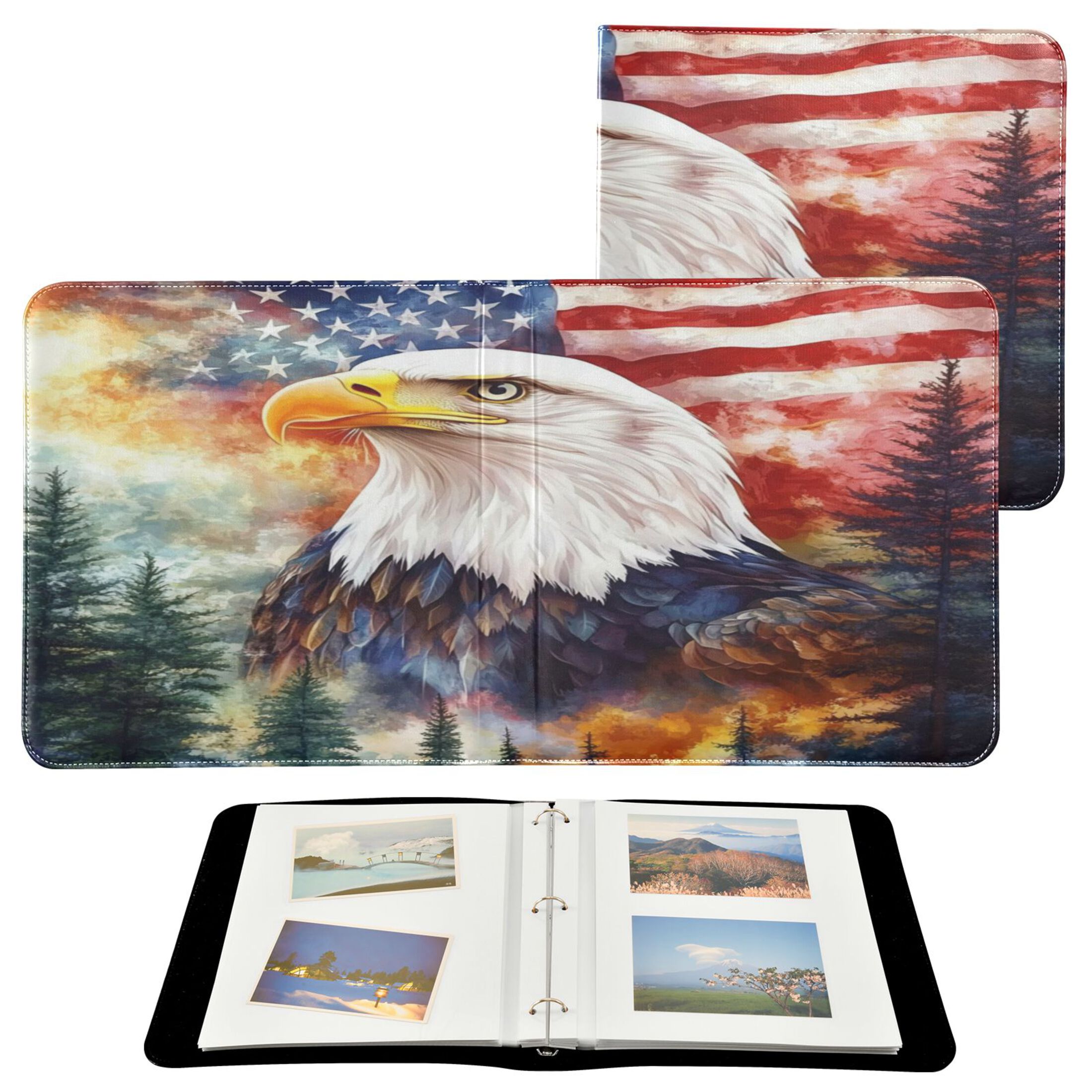 WOBOGO American Flag Eagle Tree Photo Albums 20 Pages Large Capacity ...